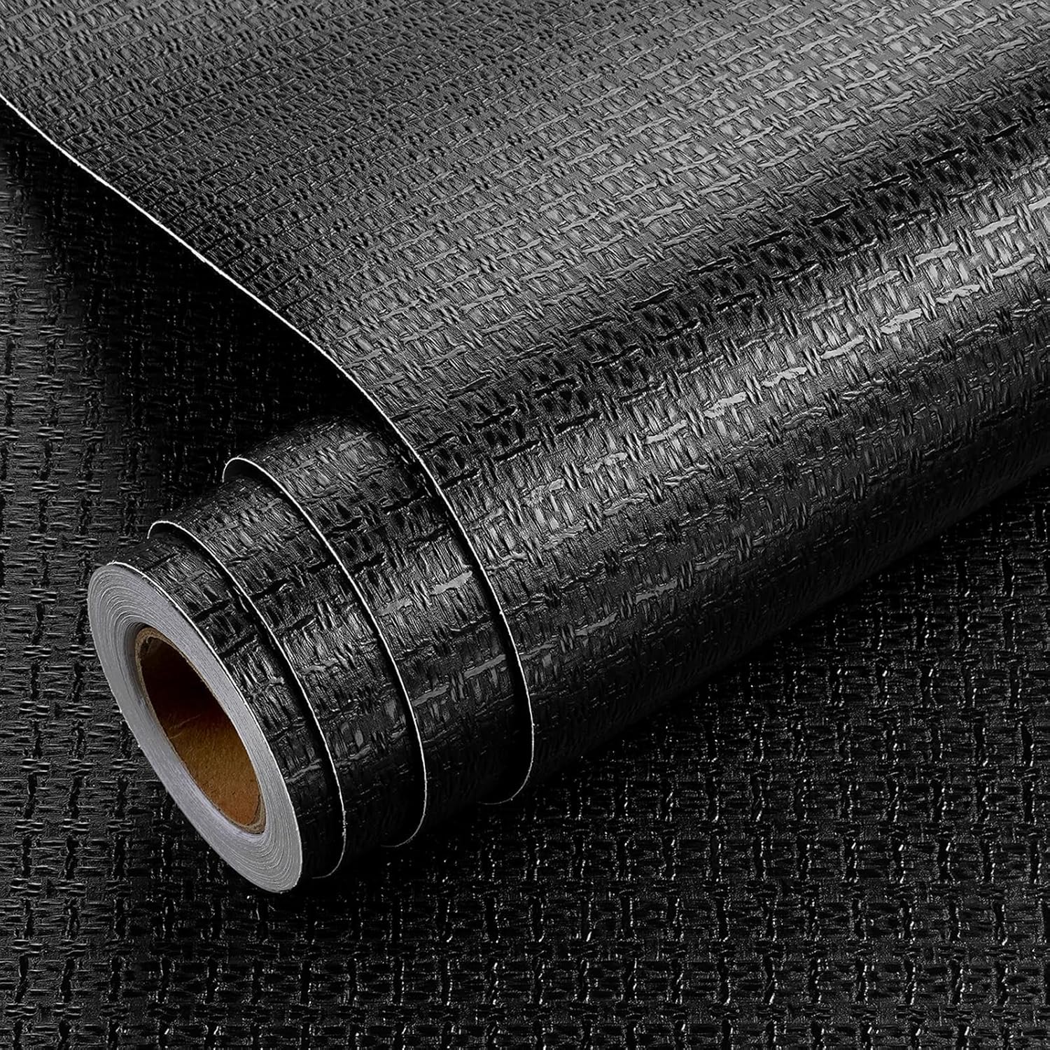 YENHOME Black Textured Wallpaper Peel and Stick 17.7"X118" Black ...