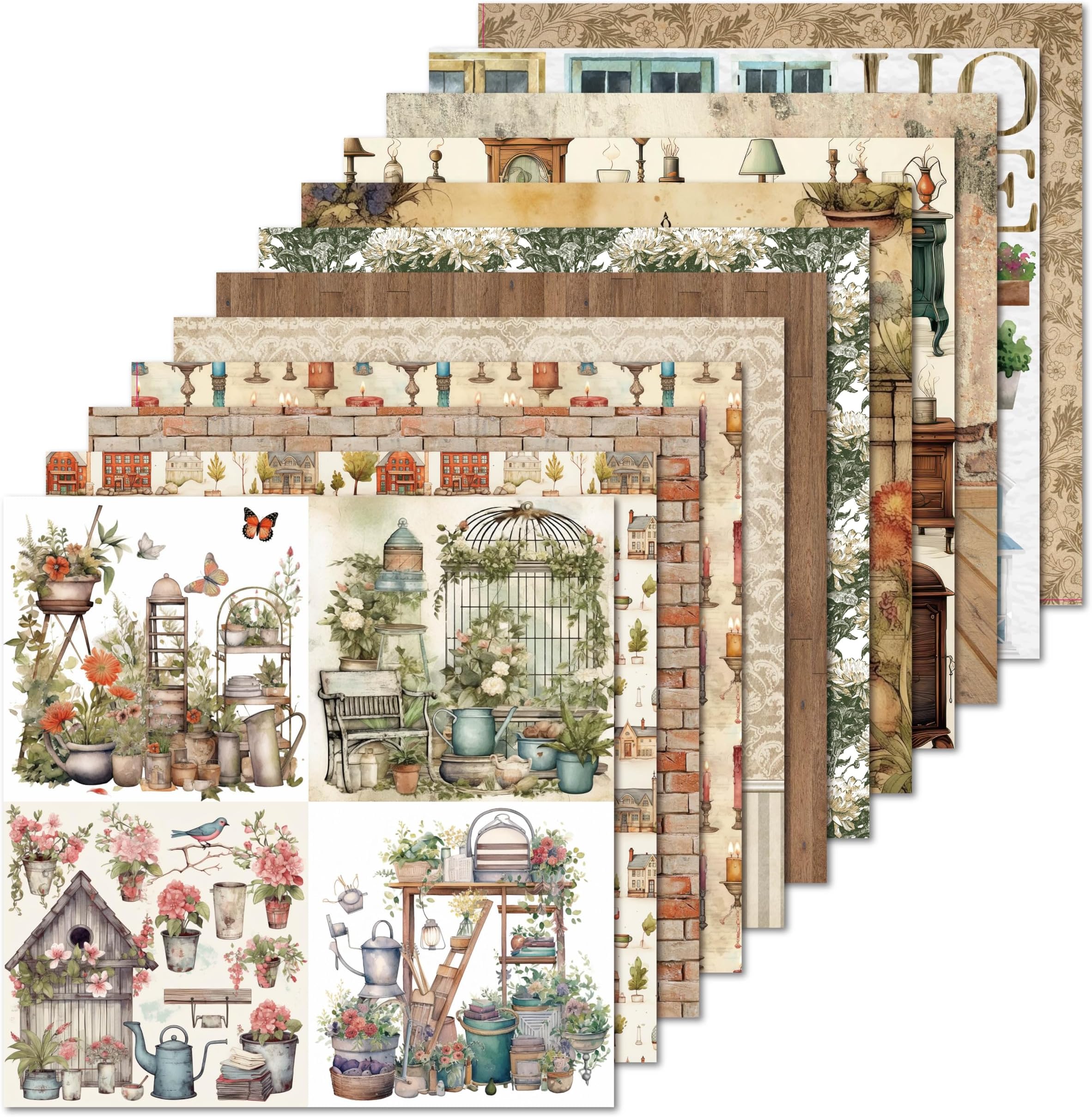 Amazon.com: Vintage Scrapbook Paper Decorative Craft Paper 12×12-24 ...