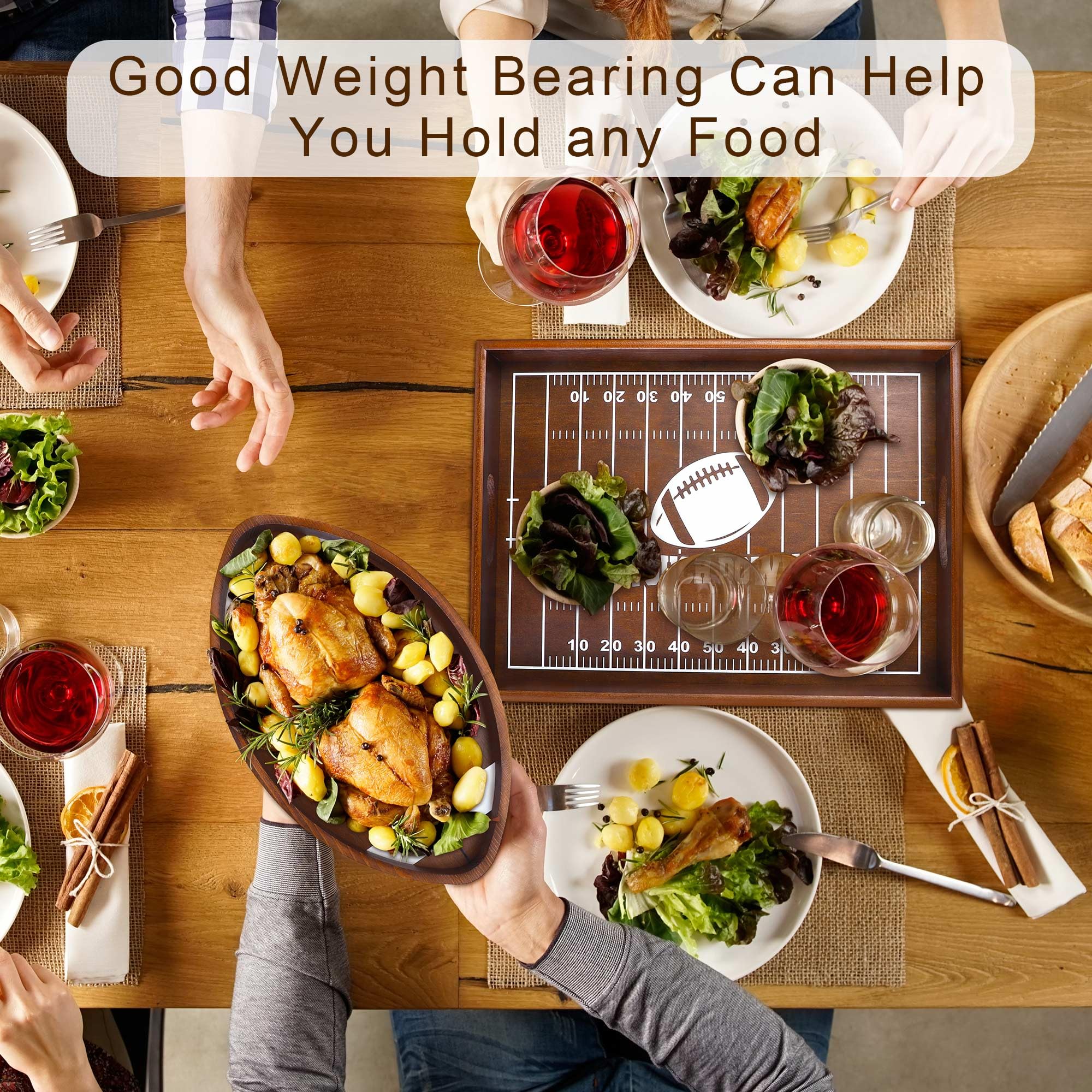 Snapklik.com : 2 Pieces Football Serving Tray Wooden Plates Wood ...