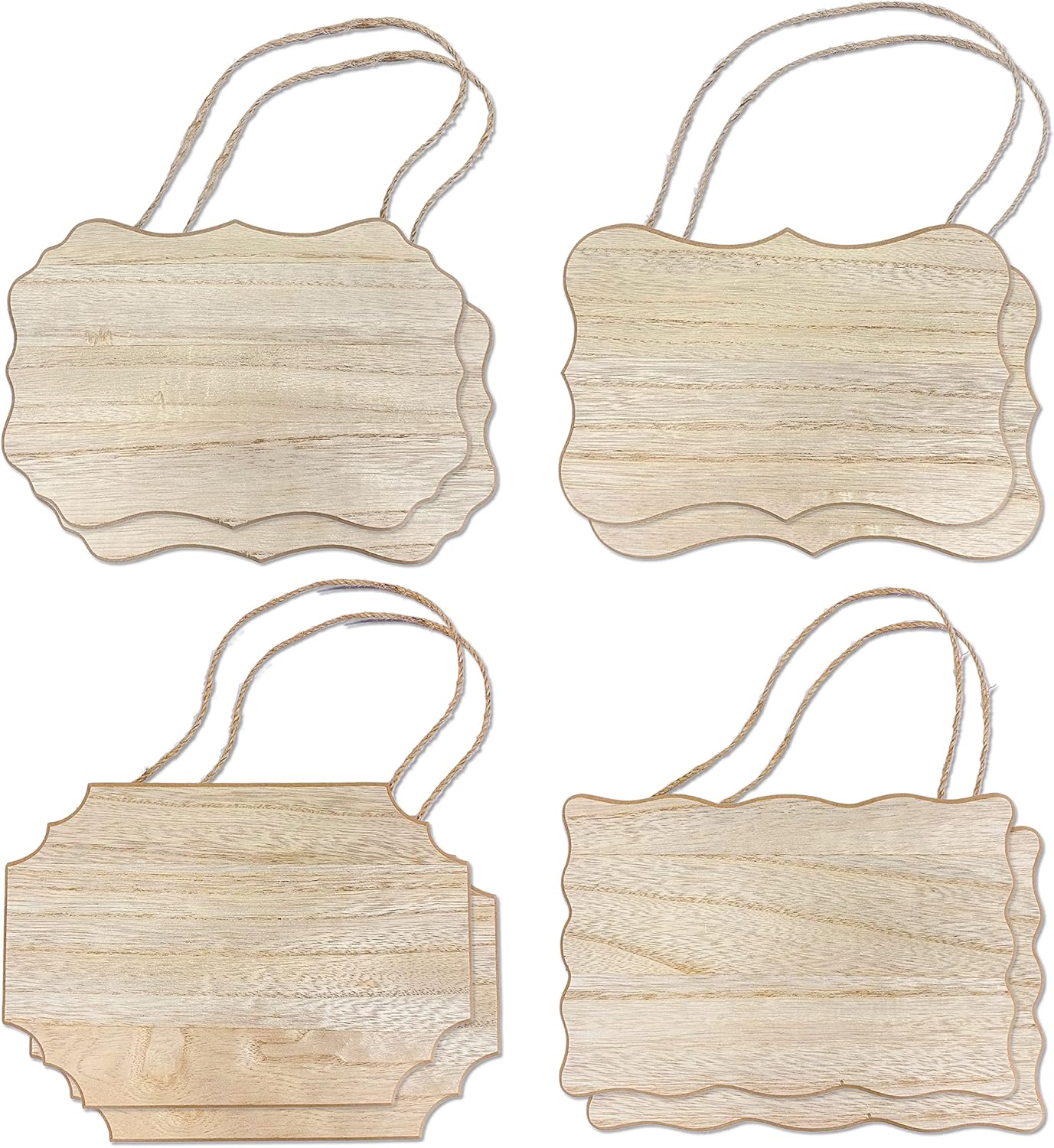 Amazon.com: 8 Pack Unfinished Wood Signs with Jute Hanging Unpainted ...
