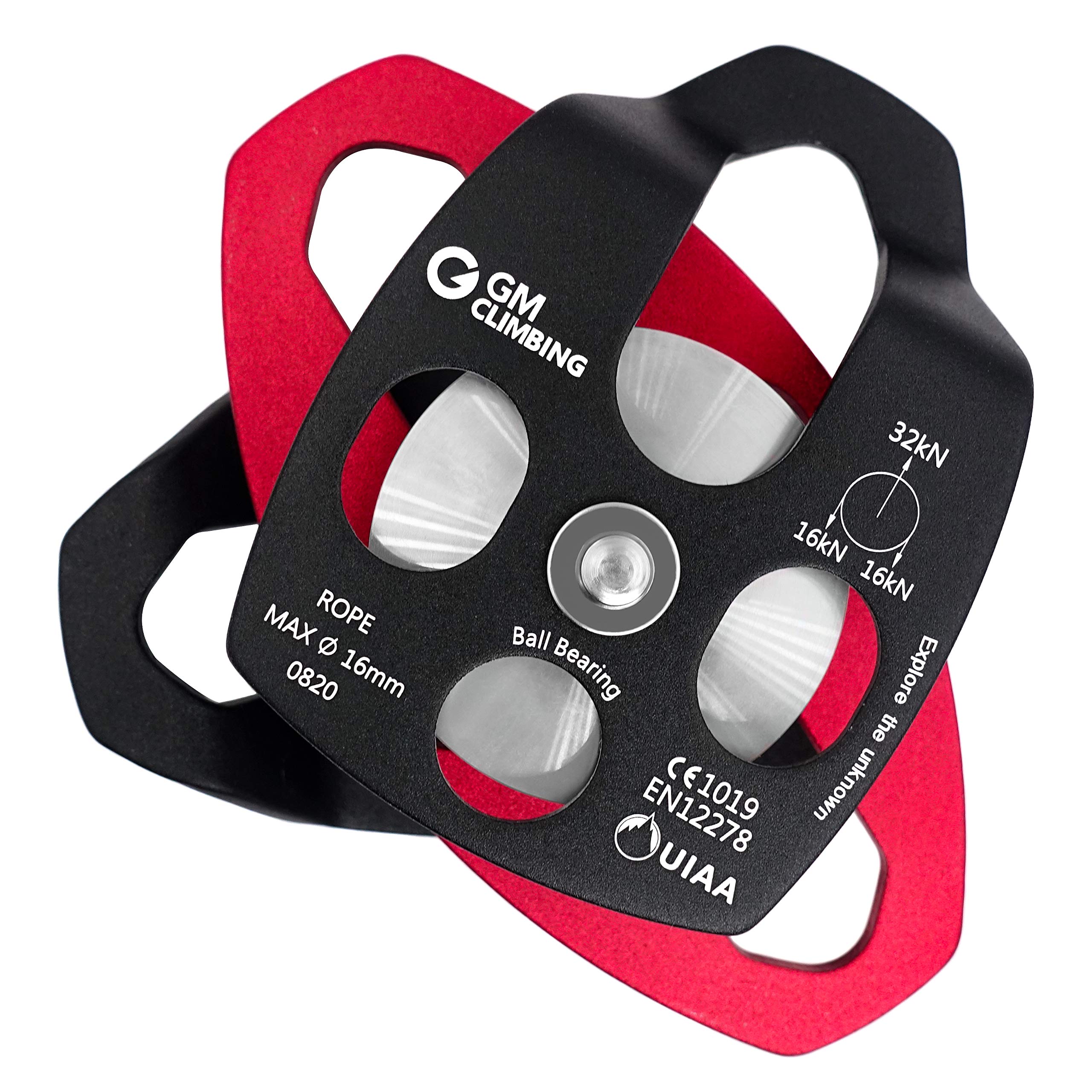 Snapklik.com : GM CLIMBING Black Large Rescue Pulley 32kN Double Sheave