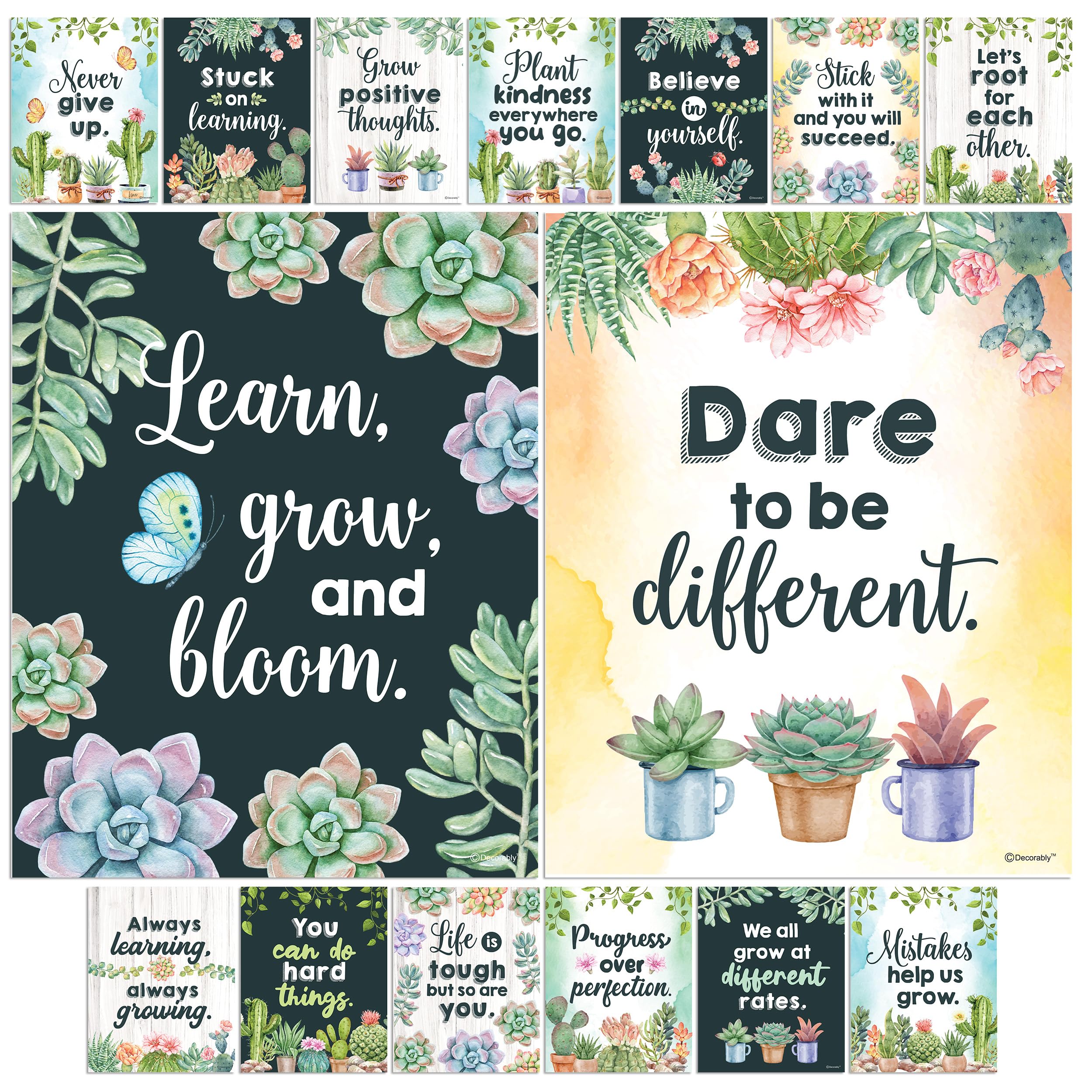 Snapklik.com : 15 Succulent Themed Cactus Classroom Decor, 11x14in ...