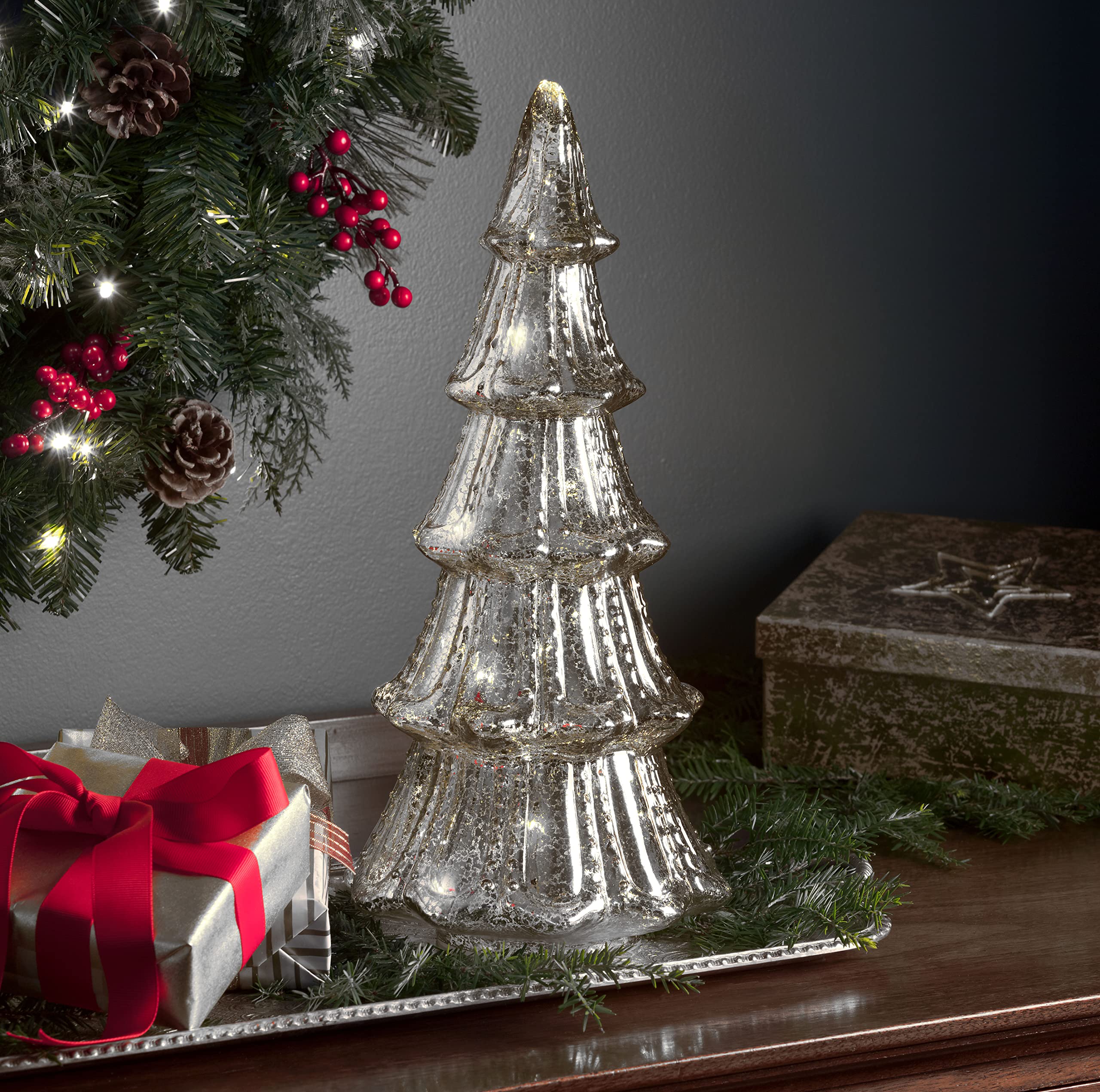 Mercury Lit Christmas Tree This Set Of 5 Light Up Mercury Glass