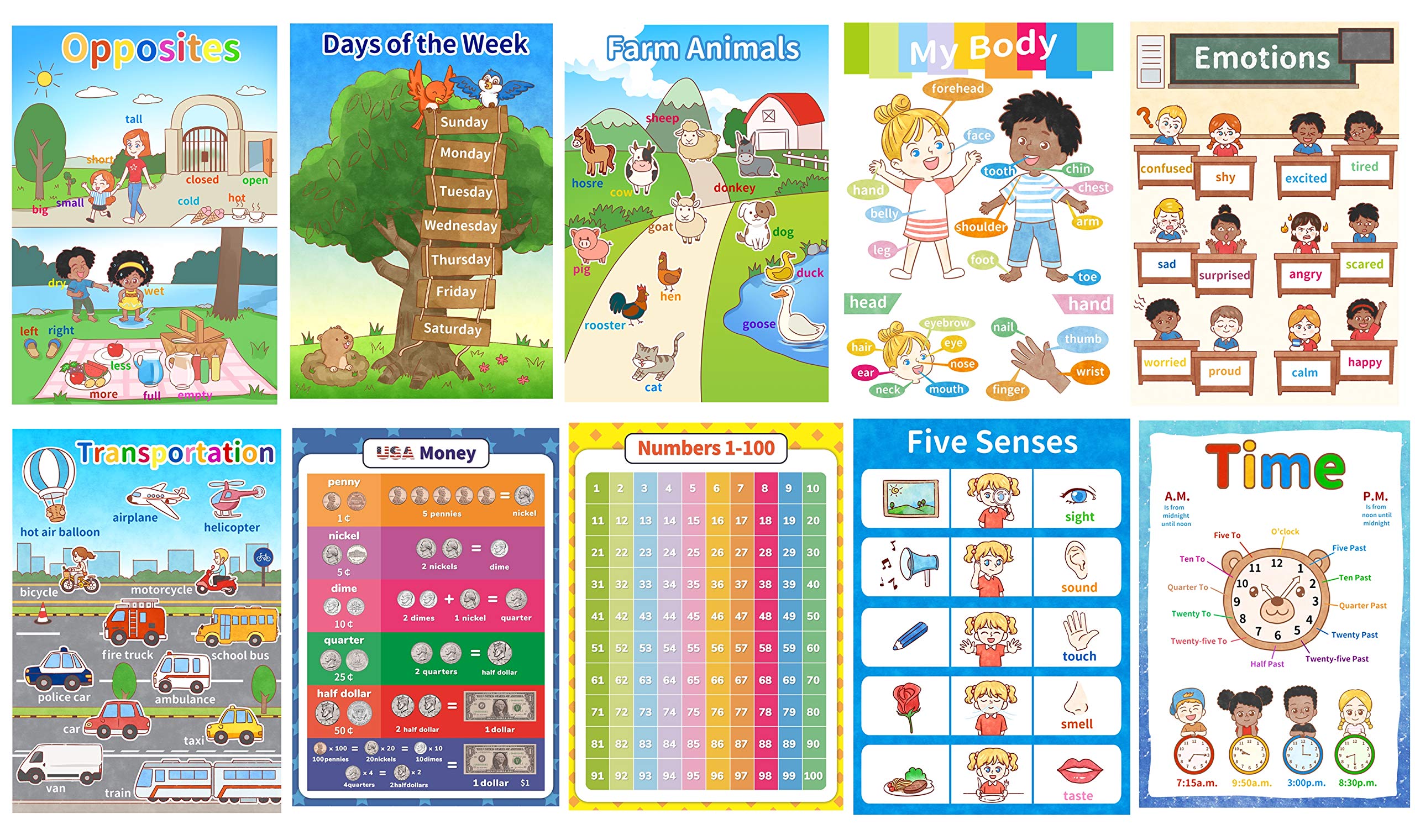 Buy 20 Educational Posters for Toddler and Kids, Perfect Learning ...