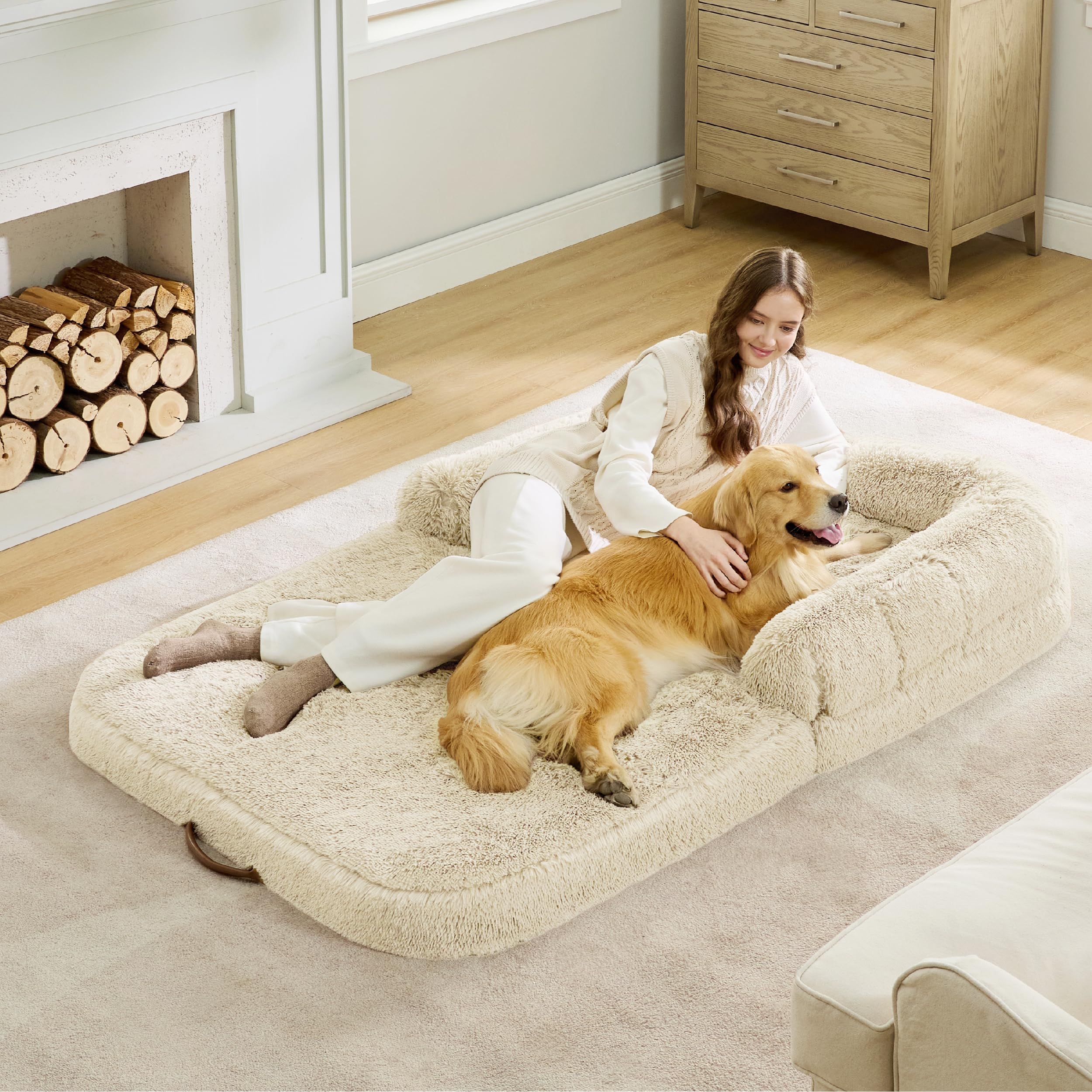 Amazon.com : Bedsure Foldable Human Dog Bed for People Adults, 2 in 1 ...