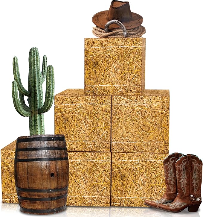 Amazon.com: KARAQY 10 Pcs Cowboy Party Decorations Set, 6 Pcs Hay Bales ...