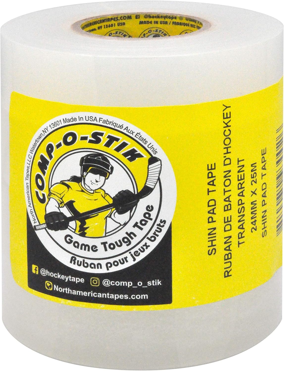 Clear Hockey Tape, Thick and Strong Poly Shin Pad Tape, COMP-O-STIK 4 ...