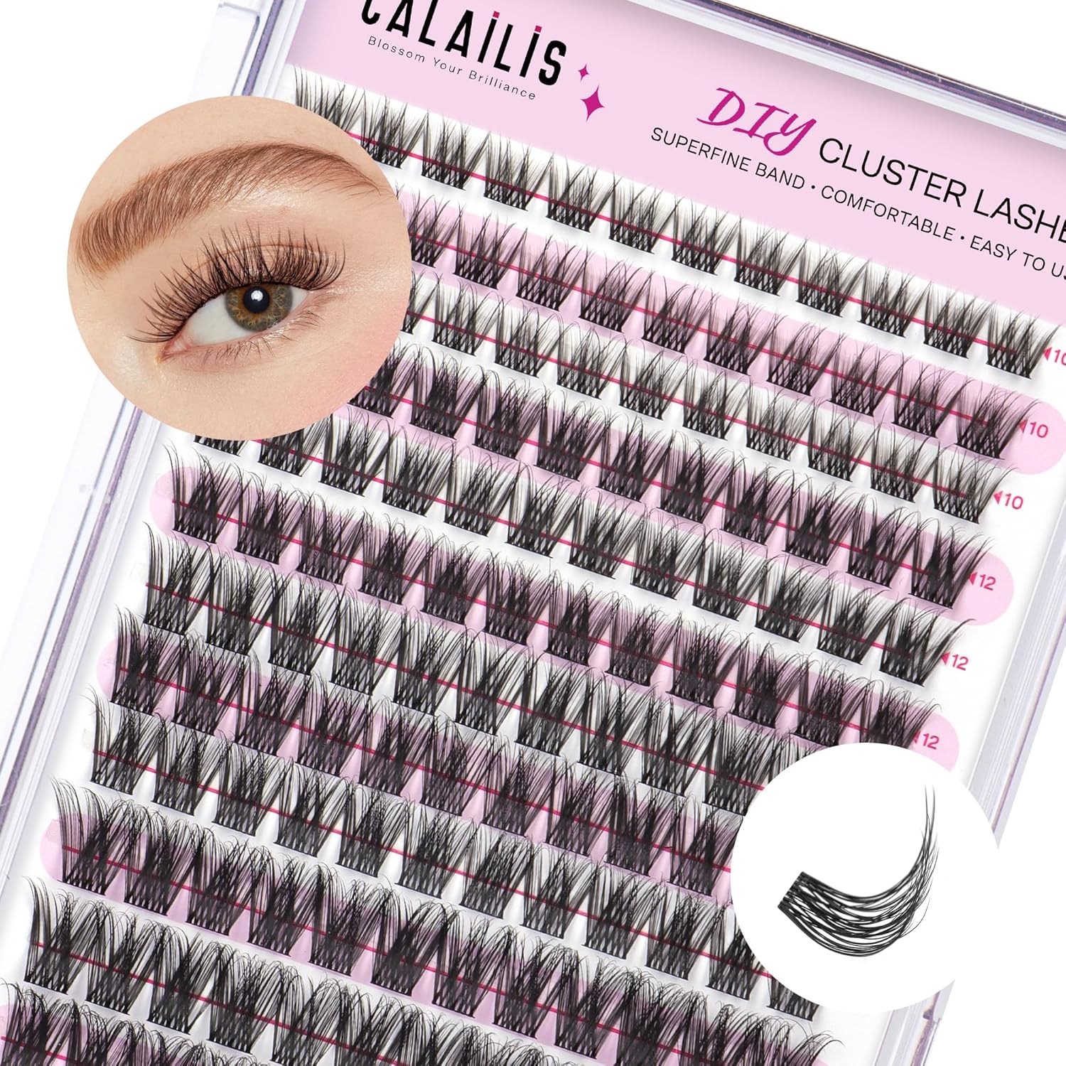 CALAILIS Cluster Lashes, 144Pcs D Curl Lash Clusters DIY Lash ...