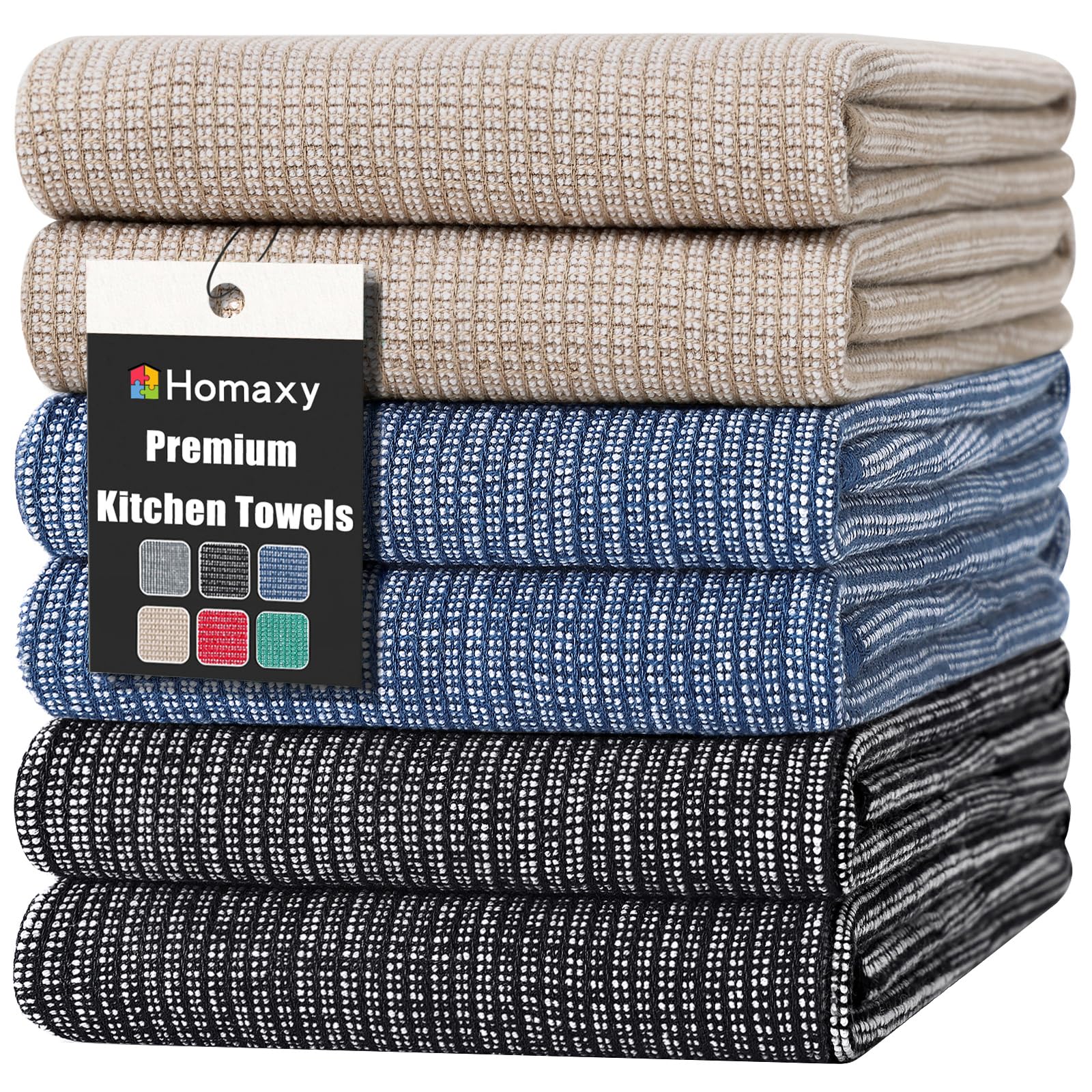 Amazon.com: Homaxy Premium Kitchen Towels(18”x 28”, 6 Pack), Large ...