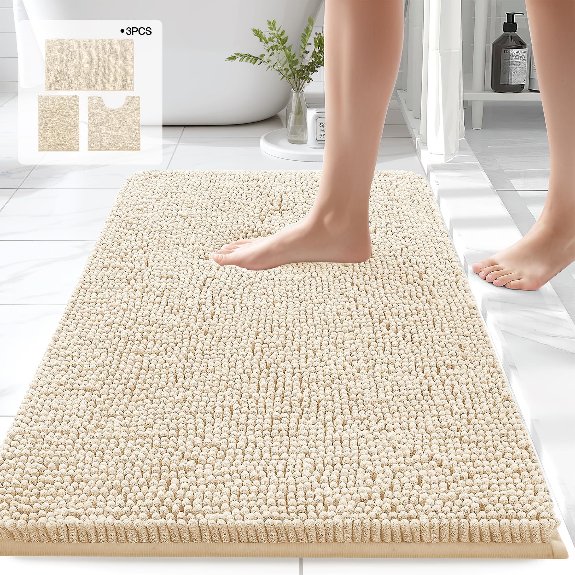 Amazon.com: ZTIONHD Chenille Bathroom Rugs Sets 2 Piece, Thick Plush ...
