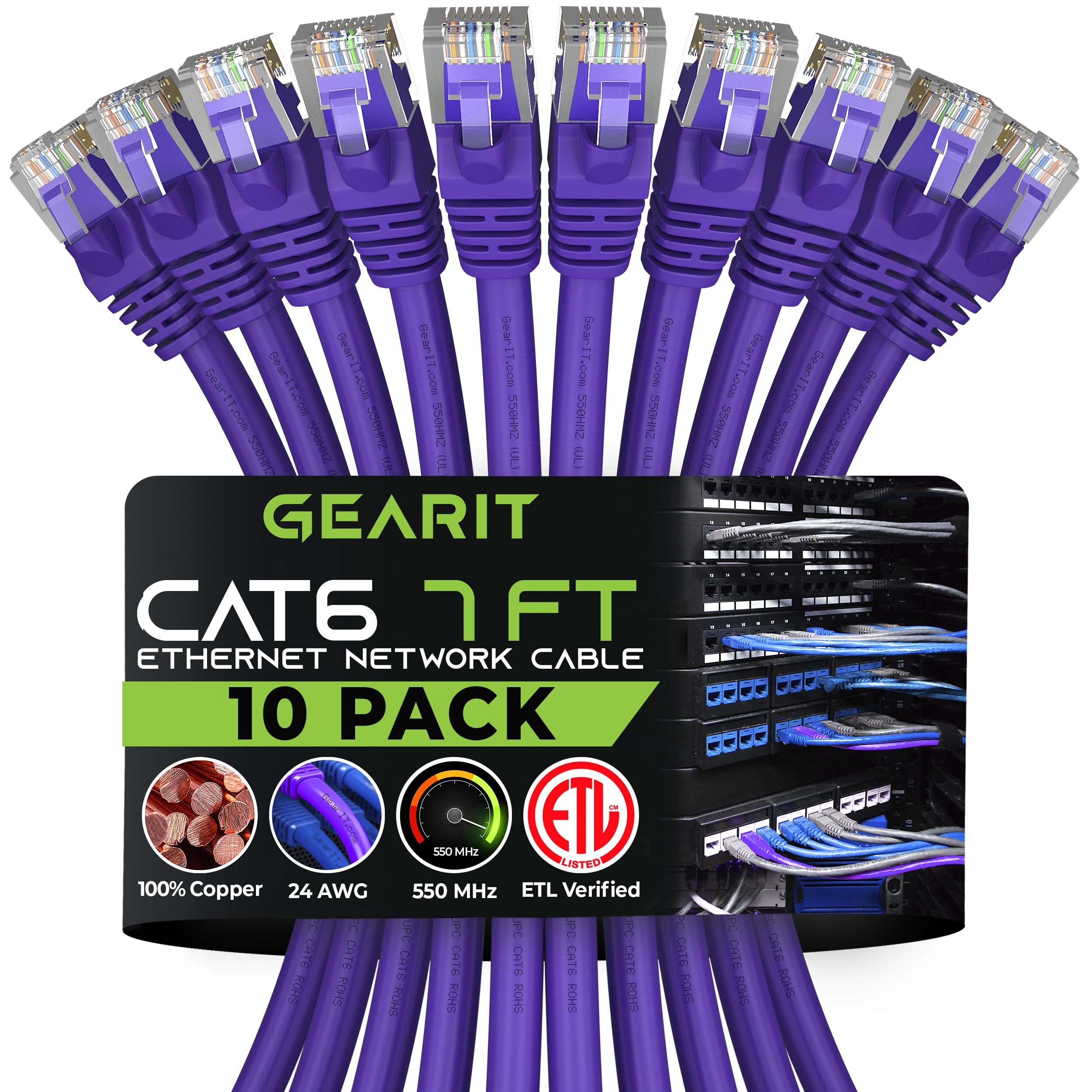 Amazon.com: GearIT Cat 6 Ethernet Cable Cat6 Patch Cable, Cat6 Cable ...