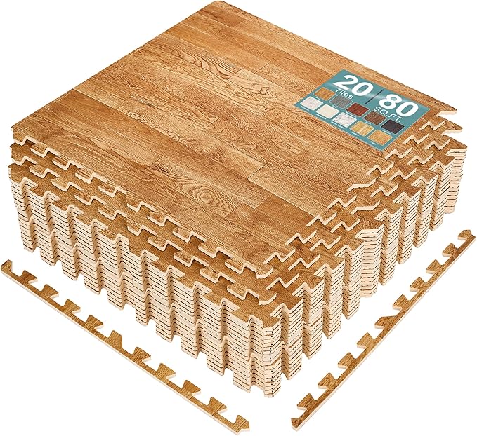 Amazon.com: Sorbus 80 Sq. Ft. Wood Grain Floor Tiles Foam Mat EVA ...