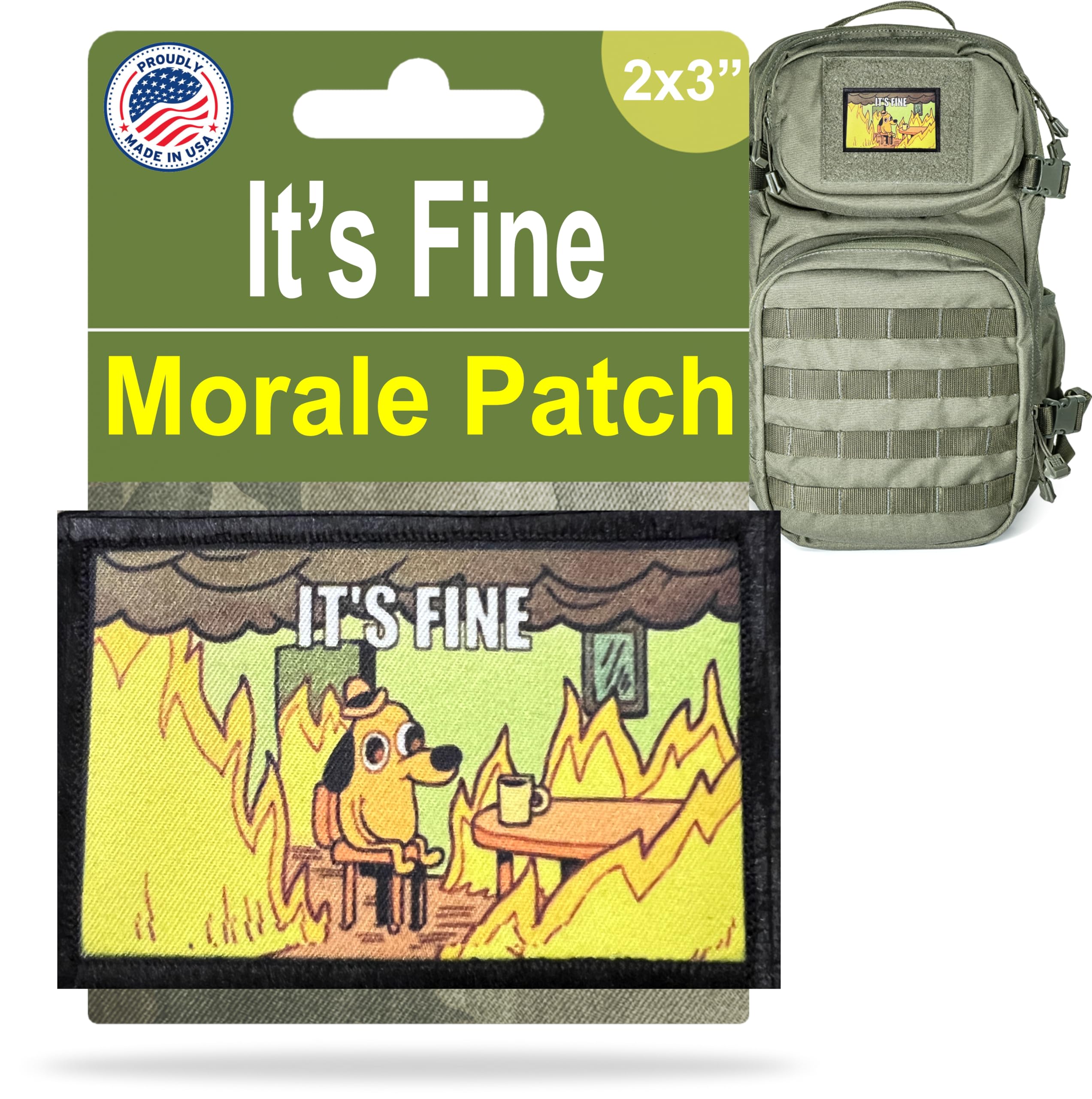Amazon.com: Its Fine Morale Patch | 2x3 Funny Hook and Loop Patch by ...