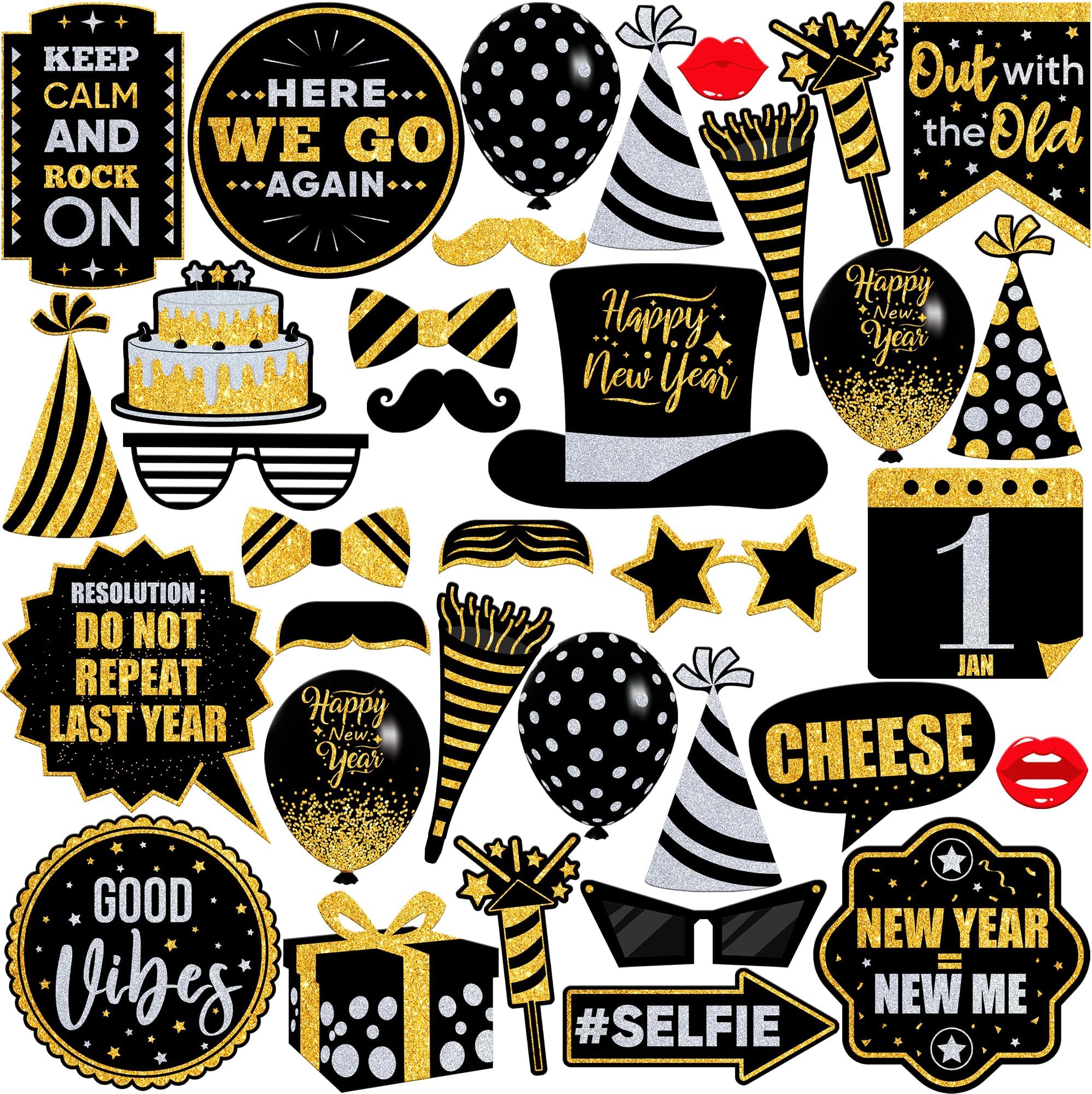 Amazon.com: YQUQWN, Disco New Years Eve Photo Booth Props 2025 - Pack ...