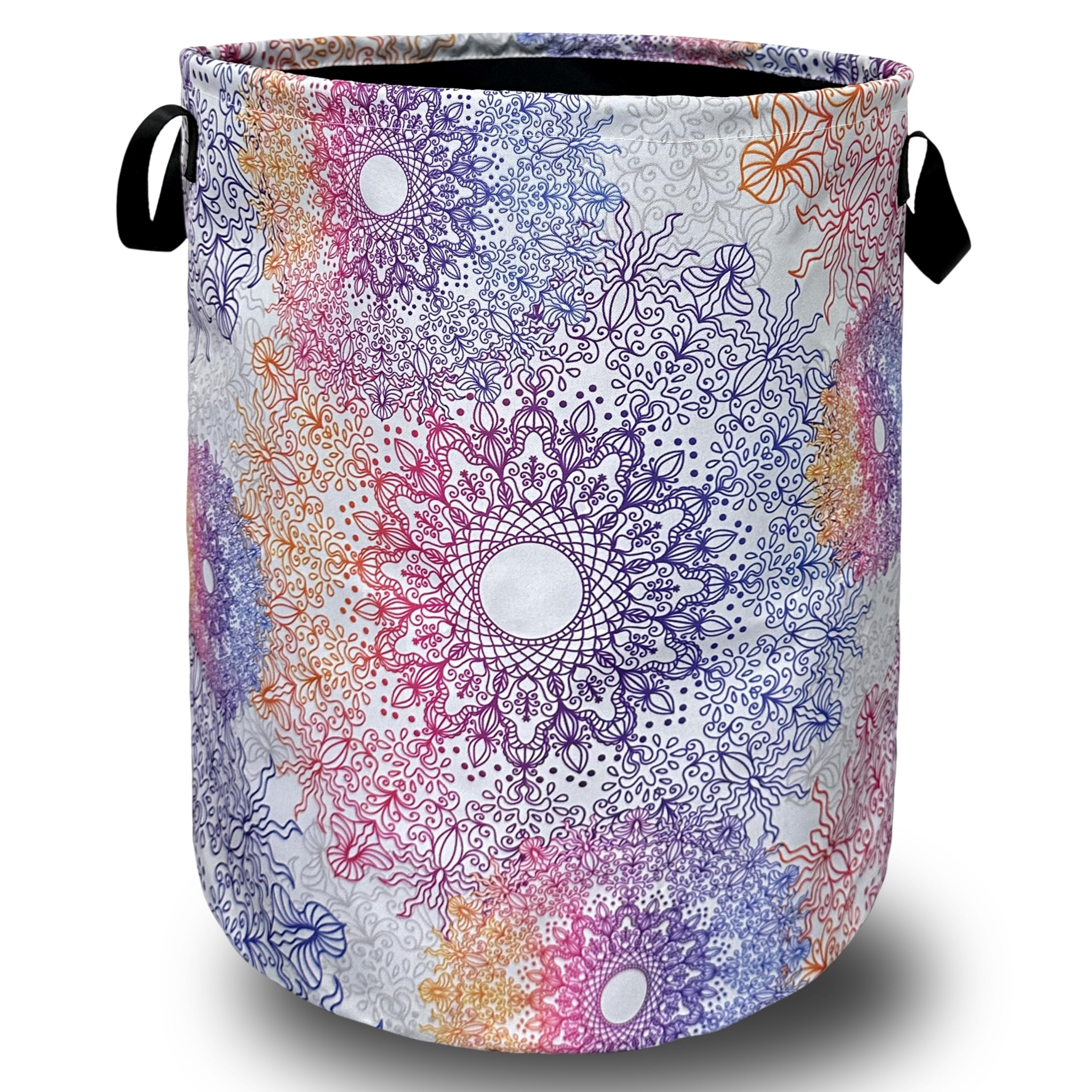 Amazon.com: Colorful Mandala Flowers Laundry Basket Foldable With ...