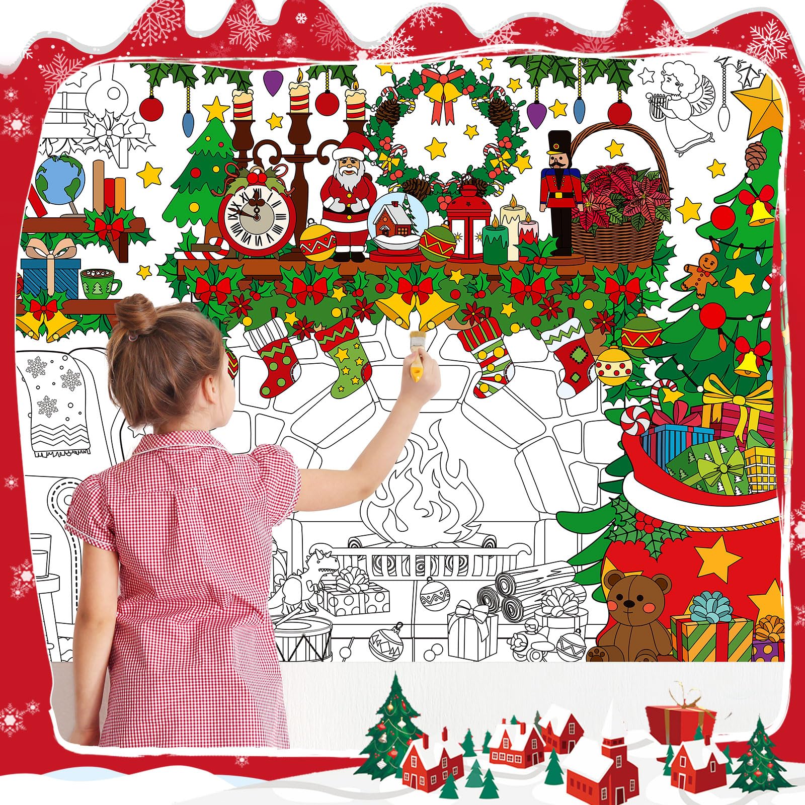Christmas Coloring Tablecloth DPKOW Christmas Coloring Poster With ...