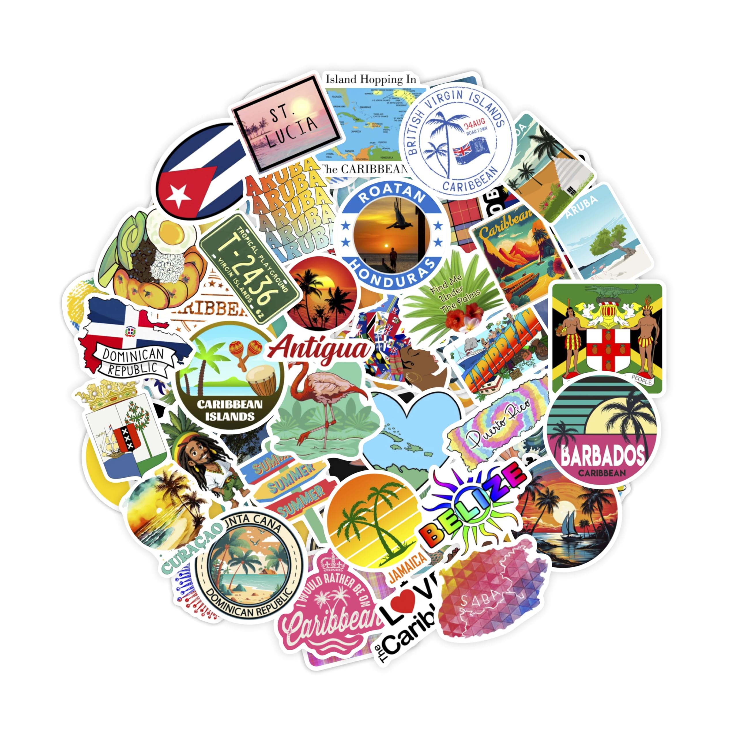 Amazon.com: 100Pcs Caribbean Stickers for Water Bottle and Laptop ...
