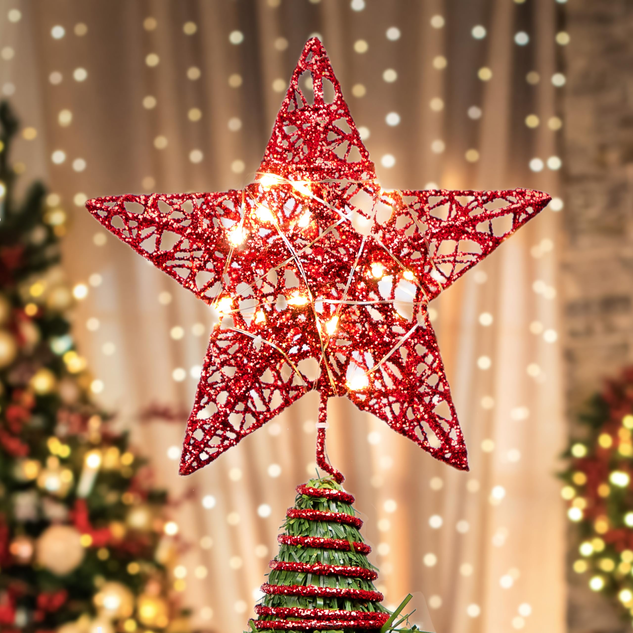 Holiday Tree Decoration Joiedomi LED Christmas Tree Topper - Glitter ...