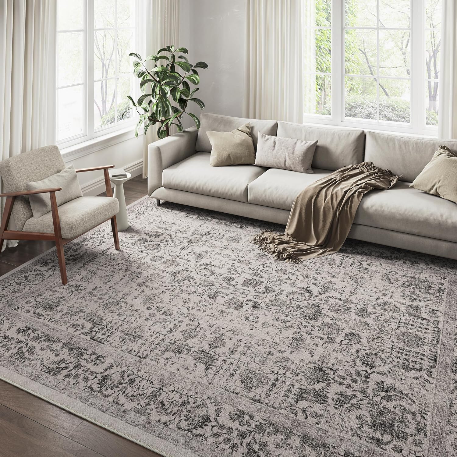 Amazon.com: PureCozy Black Area Rug 5x7 Indoor Vintage Living Room ...