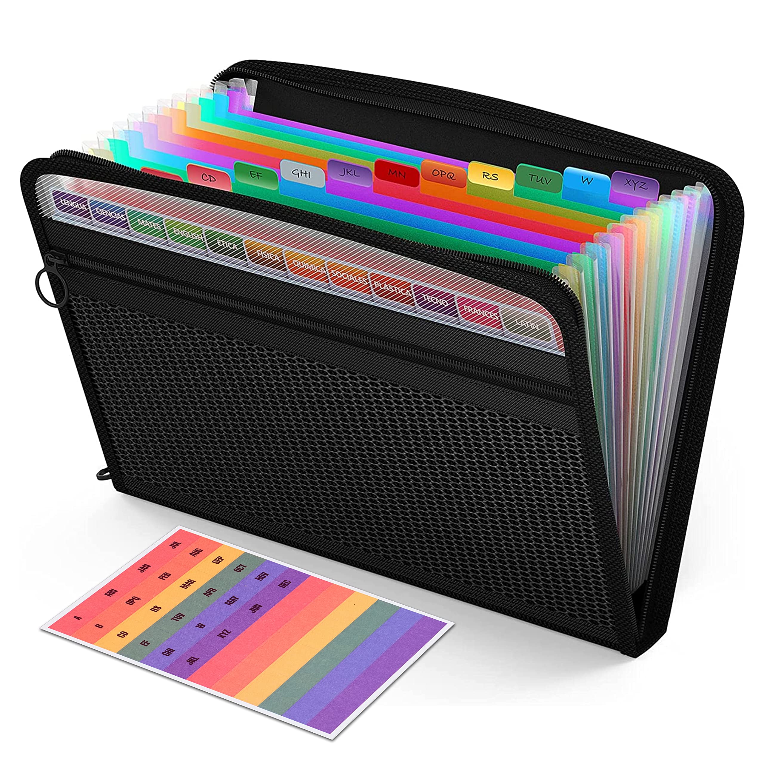 NISUN 13 Pocket Expanding File Folder with Sticky Labels, Letter/A4 ...