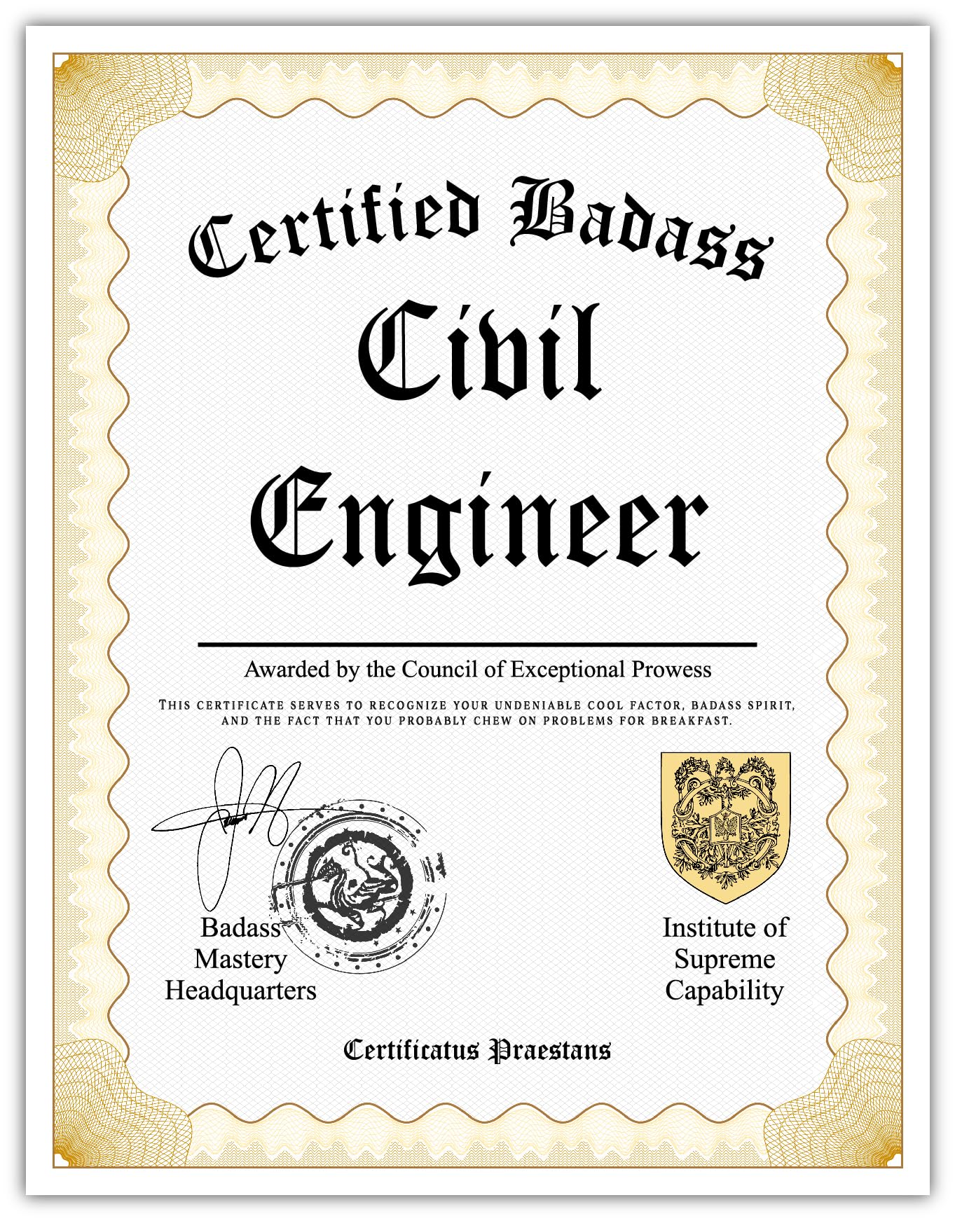Civil Engineering Degree Certificate ISO