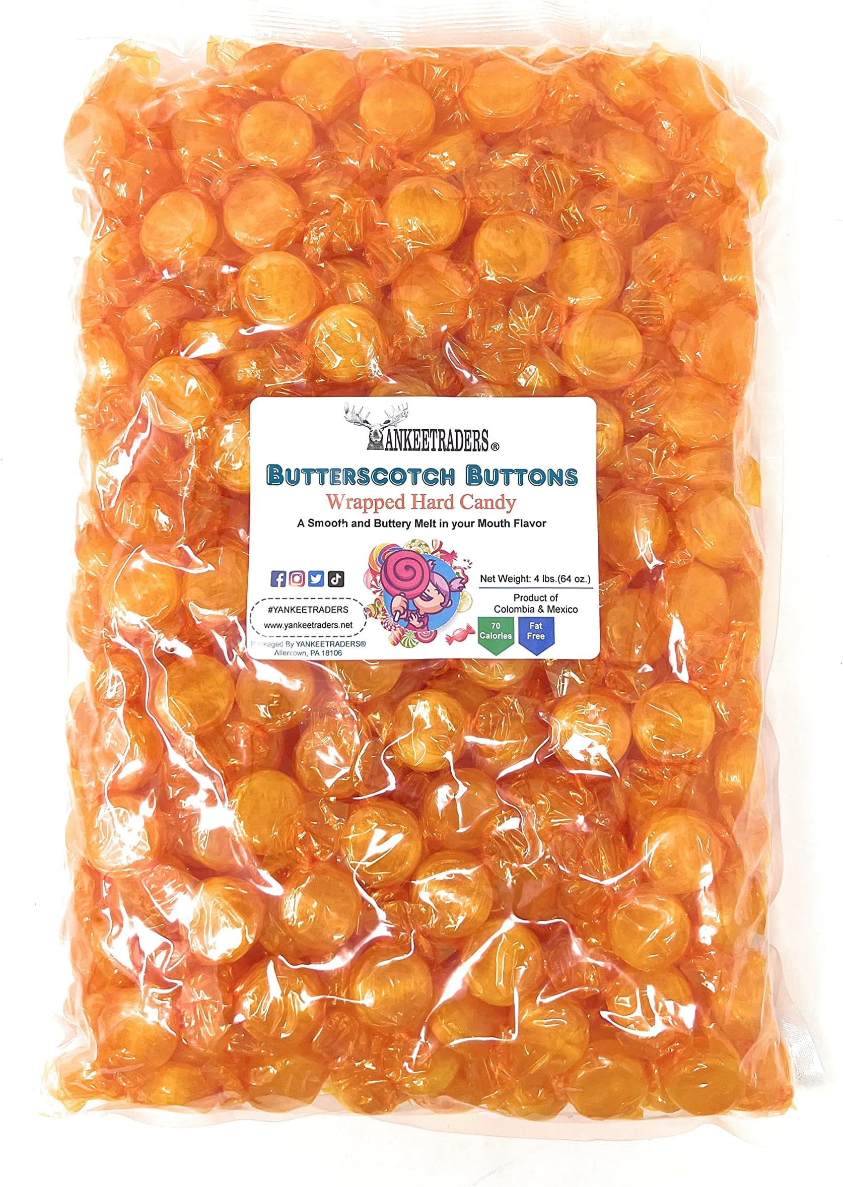 Amazon.com : YANKEETRADERS Butterscotch Buttons Wrapped Candy, 4 Pound ...