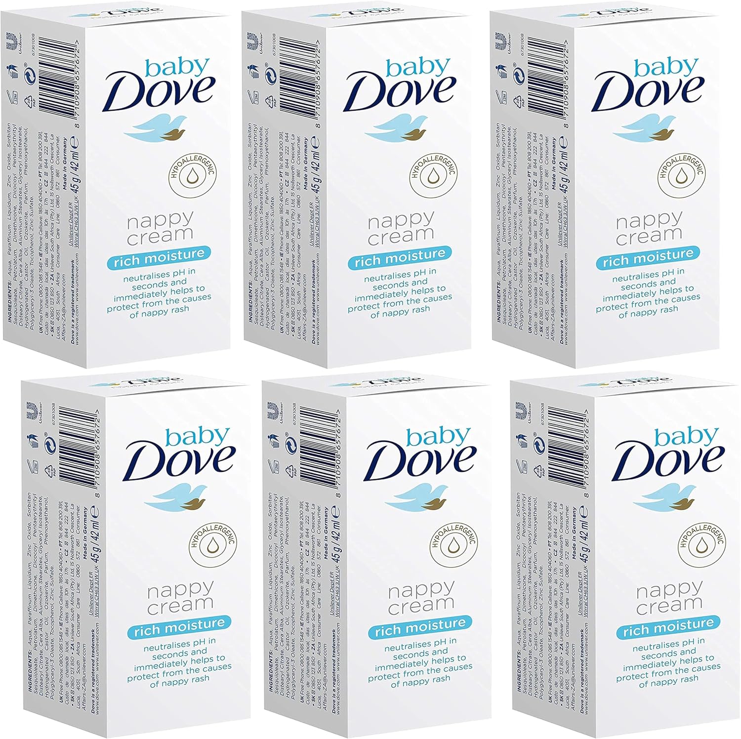 6x Dove Baby Nappy Cream | Rich Moisture Baby Cream Protection From ...