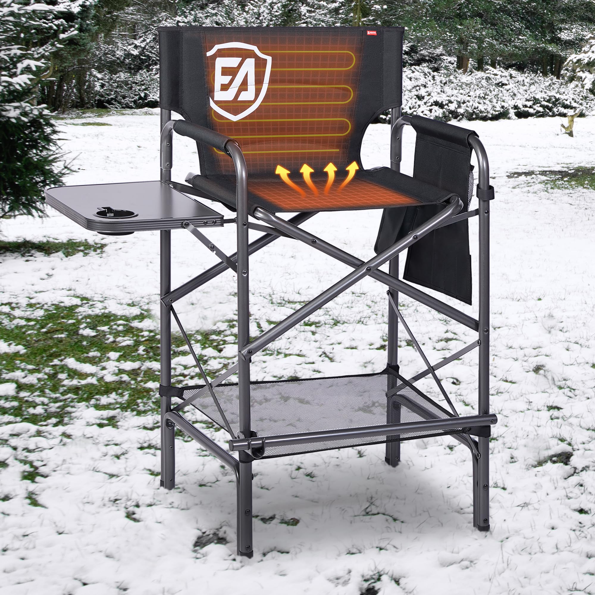 EVER ADVANCED 30.7in Tall Heated Camping Folding Chair 140? Heating ...