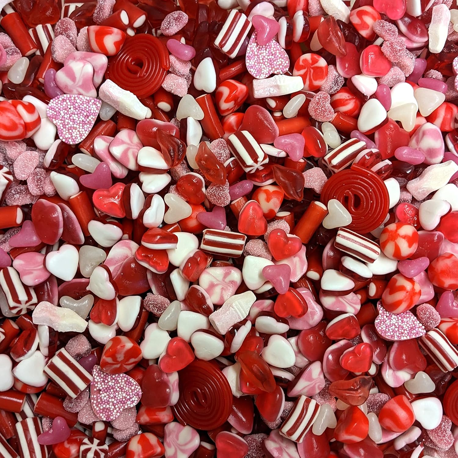 Red, Pink & White Sweet Mix - 750g of Pick and Mix Sweets Love Heart ...