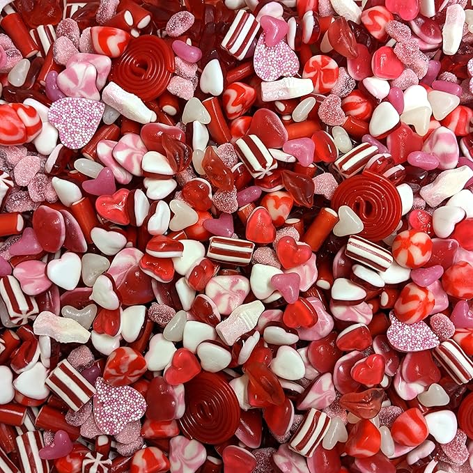 Red, Pink & White Sweet Mix - 750g of Pick and Mix Sweets Love Heart ...
