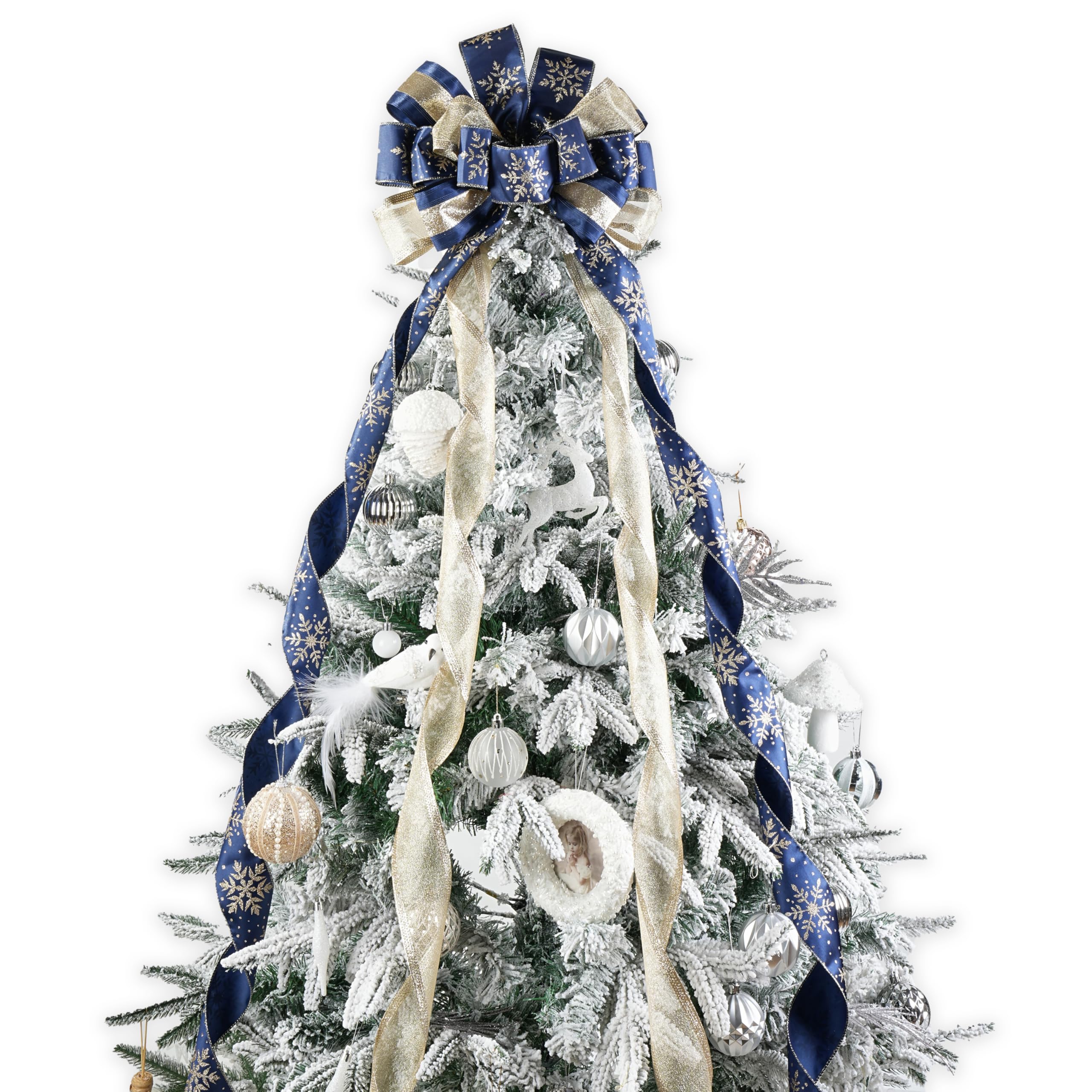 Amazon.com: LIZLOVESS Navy Blue and Champagne Gold Christmas Tree ...
