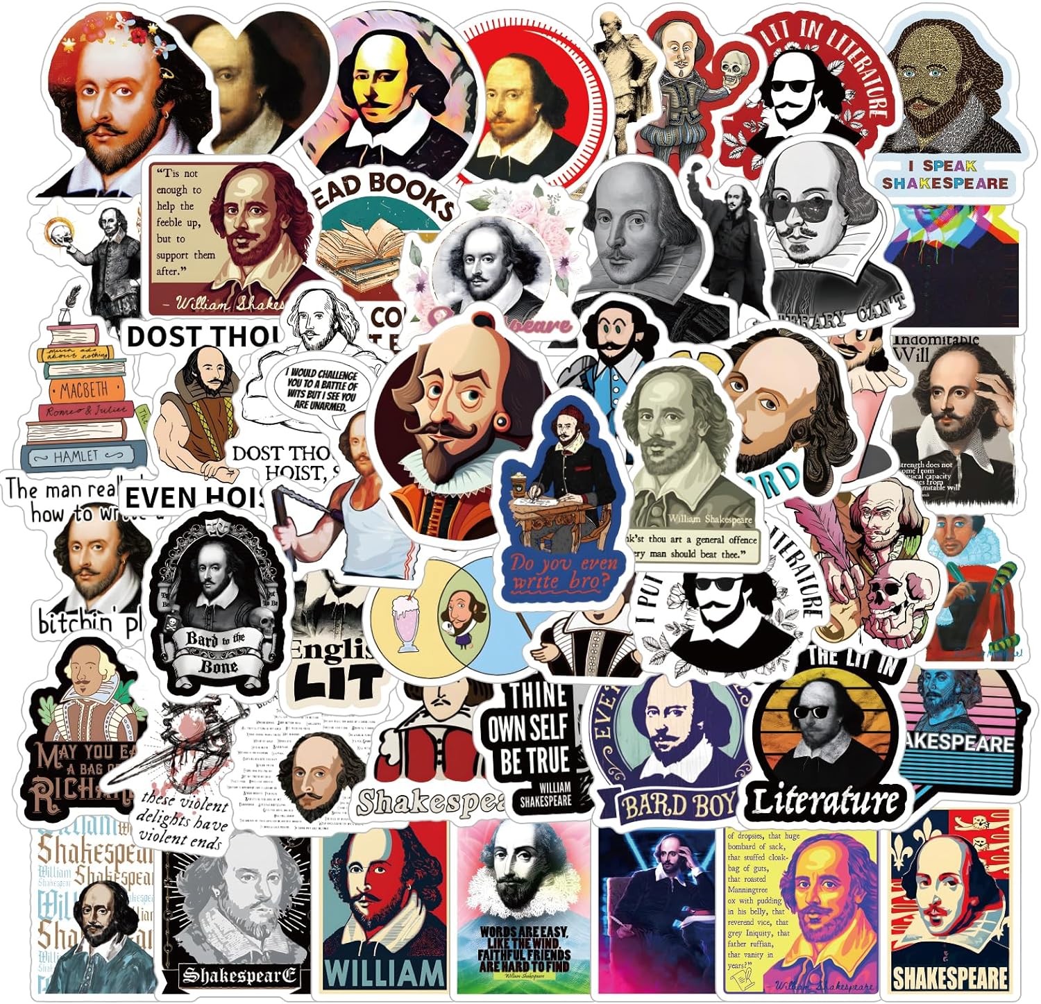 Amazon.com: 61Pcs William Shakespeare Stickers Pack, Aesthetic Vinyl ...