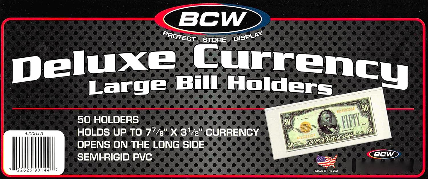 Amazon.com: BCW 100 Deluxe Semi Rigid Currency Large Bill Money Holder ...