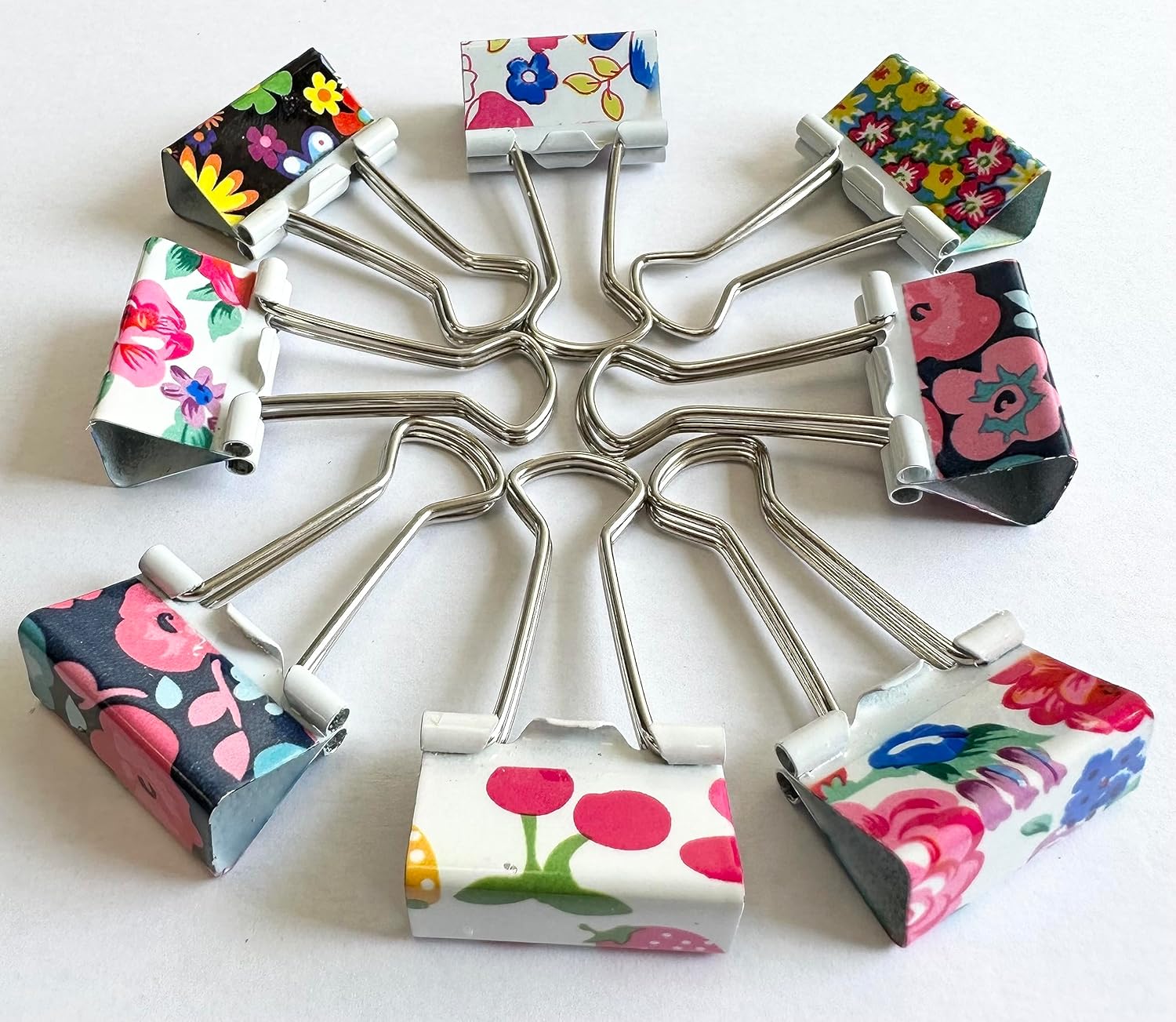 32mm Assorted Flower Design Metal Binder Foldback Clips Bulldog/Paper ...