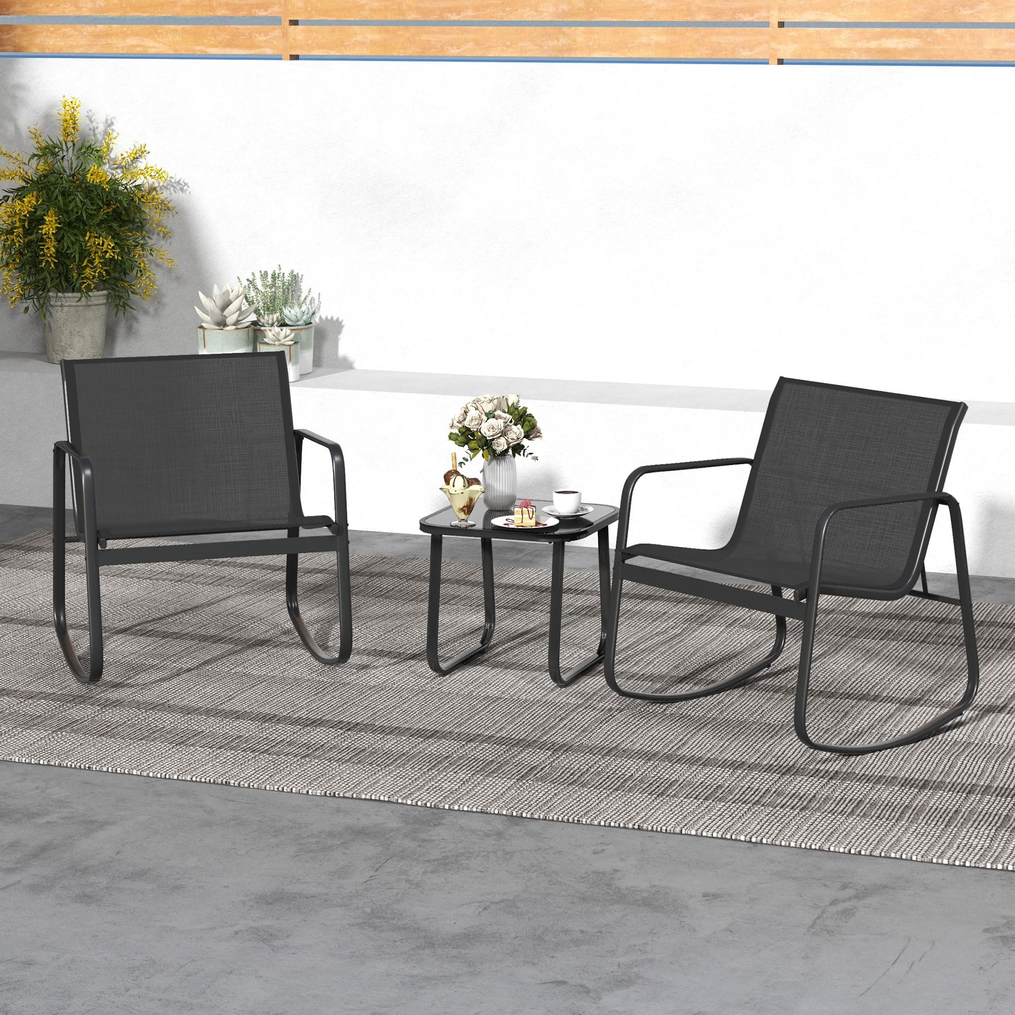 Amazon.com: DWVO 3 Piece Patio Furniture Set Outdoor Textilene Bistro ...