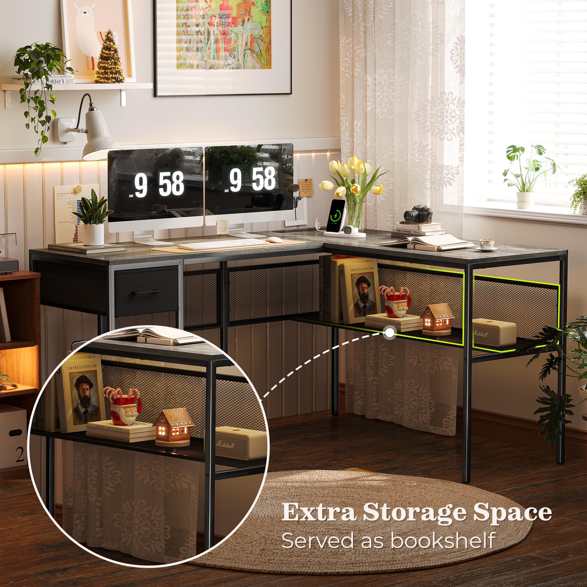 Snapklik.com : SUPERJARE L Shaped Desk