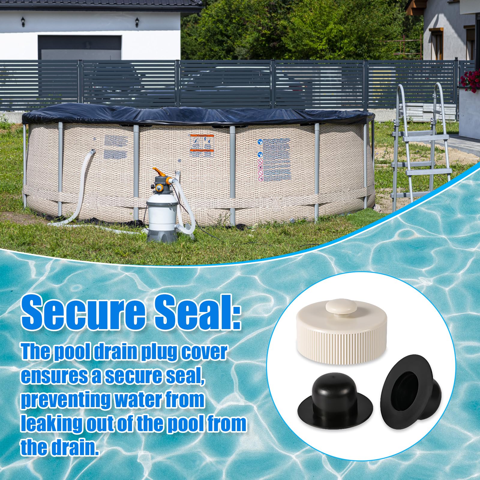 PEUTIER Pool Drain Plug Cover Replacement, Pool Drain Valve Cover with ...