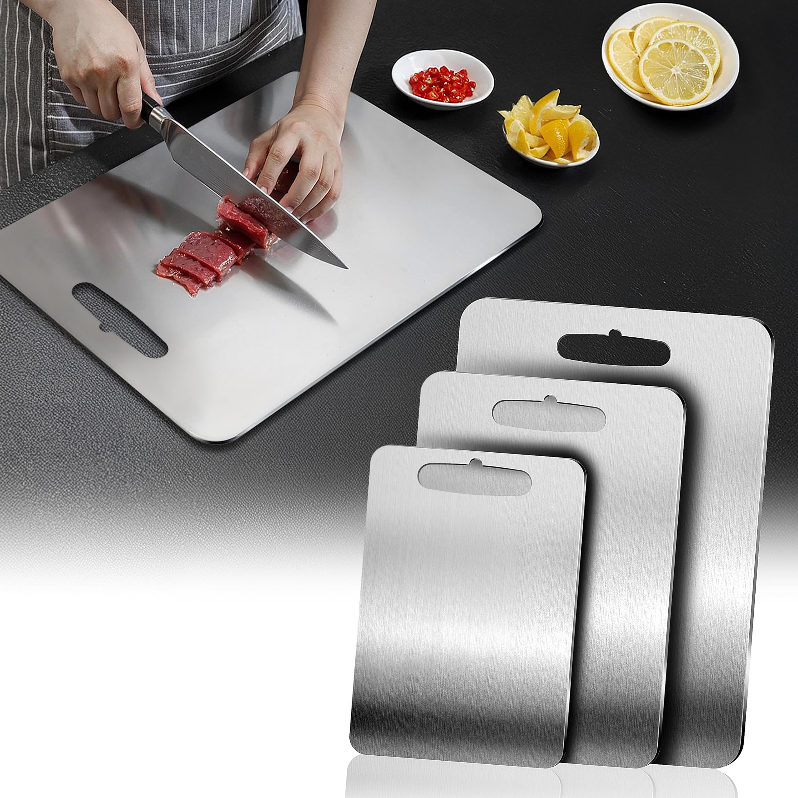 Amazon.com: 3 PCS 304 Stainless Steel Cutting Board For Kitchen, Meat ...