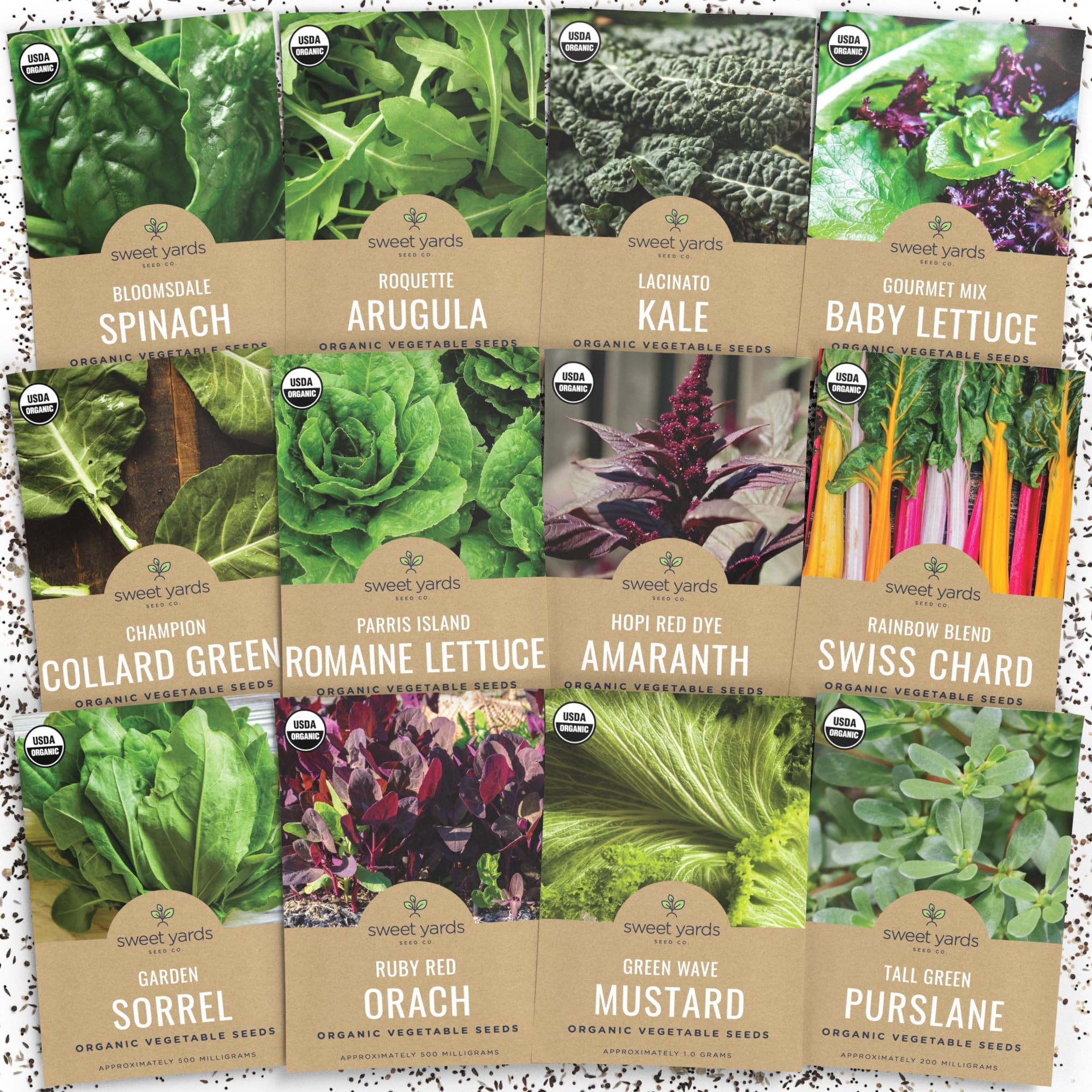Amazon.com : Organic Healthy Greens Garden Seeds Variety Pack - Non-GMO ...