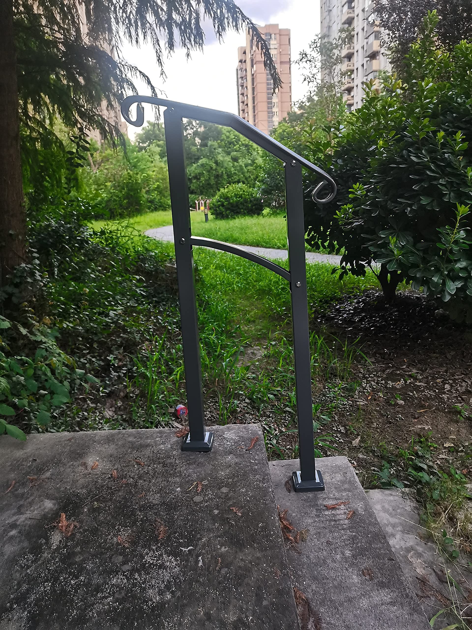 Handrails for Outdoor Steps, Gray Handrail Arch,1 or 2 Steps Stair ...