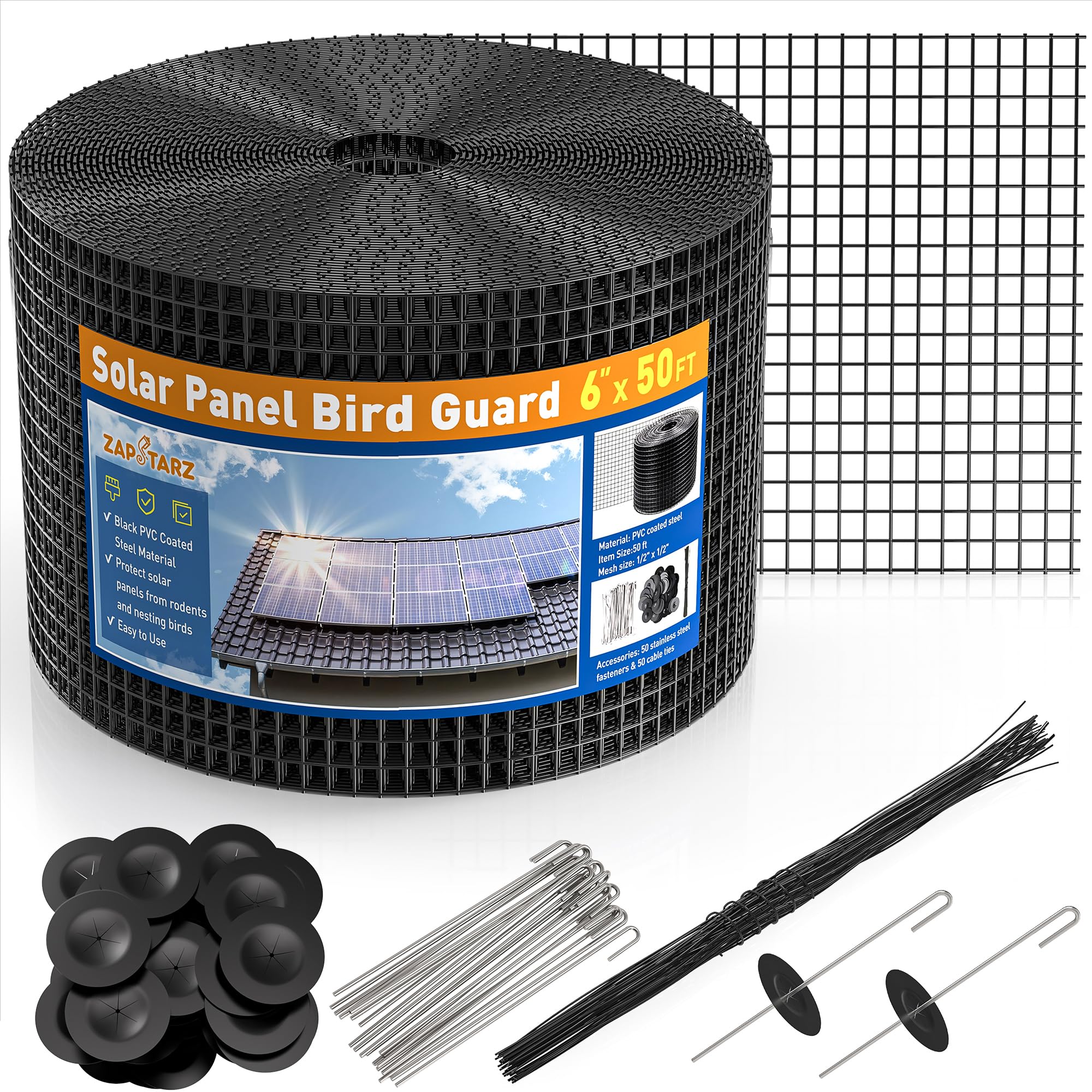 Amazon.com : Zapstarz 6 inch x 50ft Solar Panel Bird Guard, Wire Mesh ...