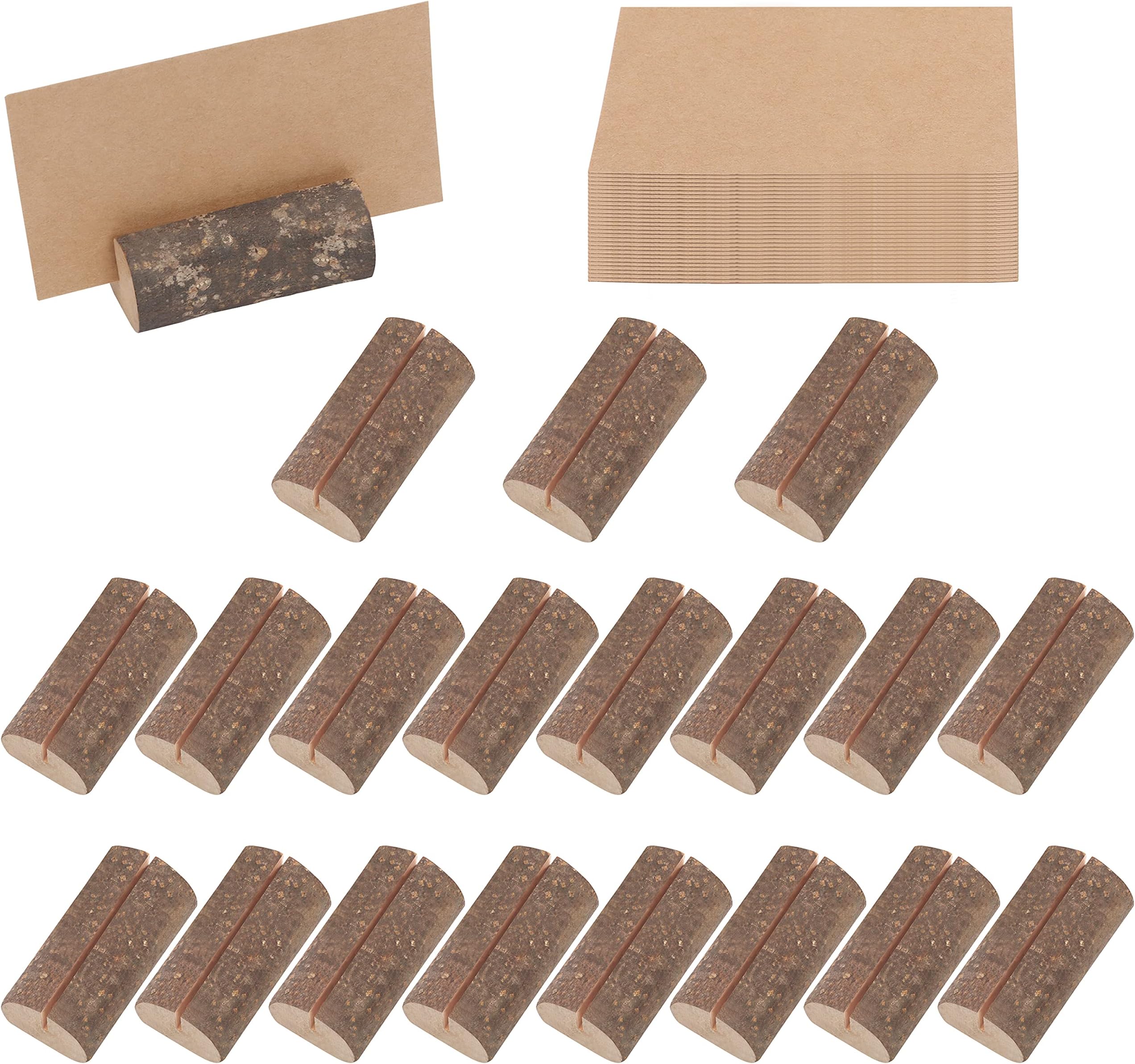 BELLE VOUS 30 Pack Round Place Card Holders - Rustic Wooden Stands with ...