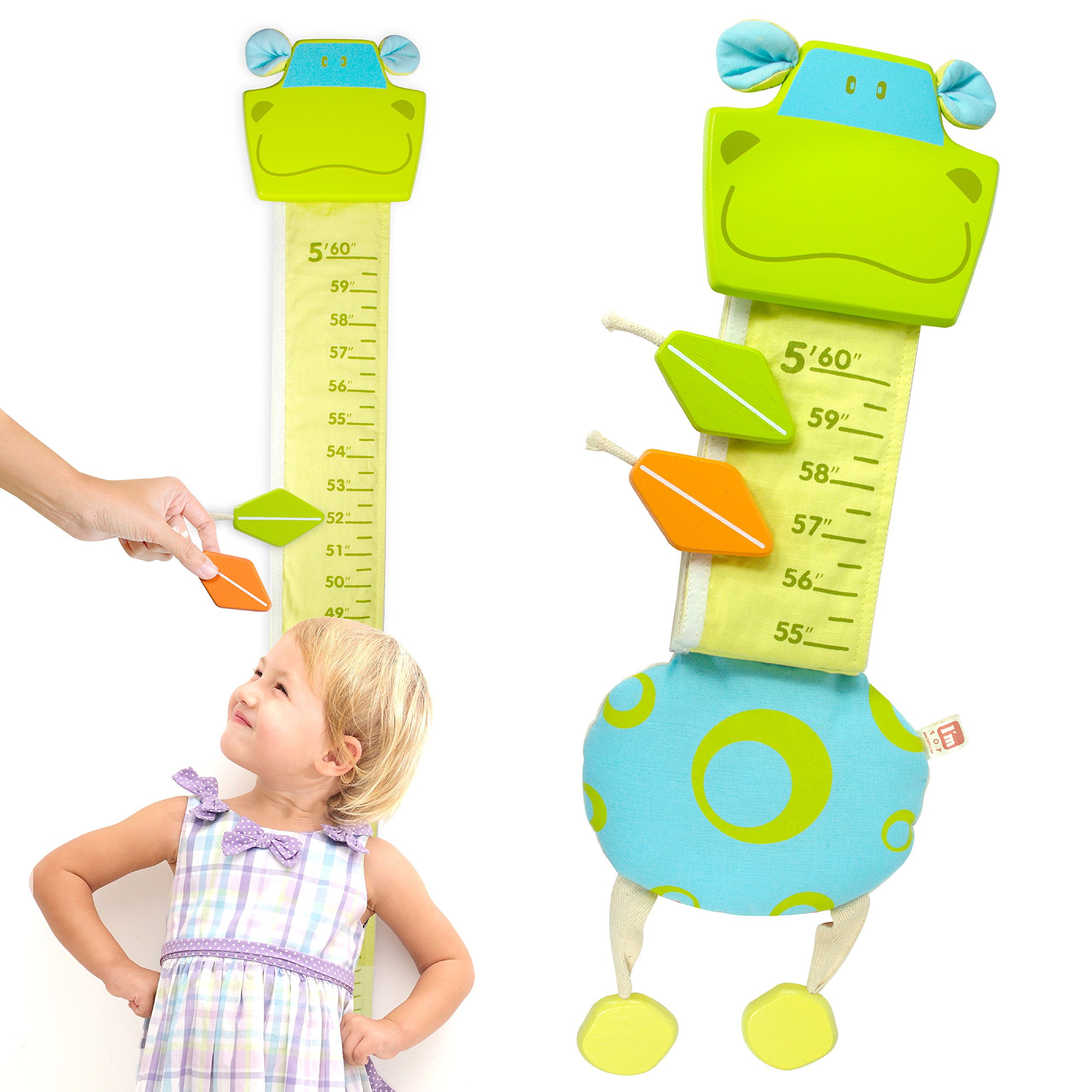 Buy Wood and Fabric Wall Growth Chart, Height Measurement, Scale, Ruler ...