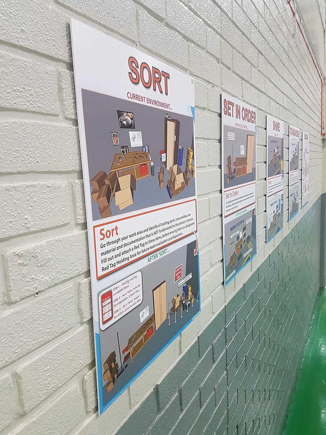 5S / 6S Lean Kaizen Signs. Set of FIVE A2 sized Foamex Board Training ...