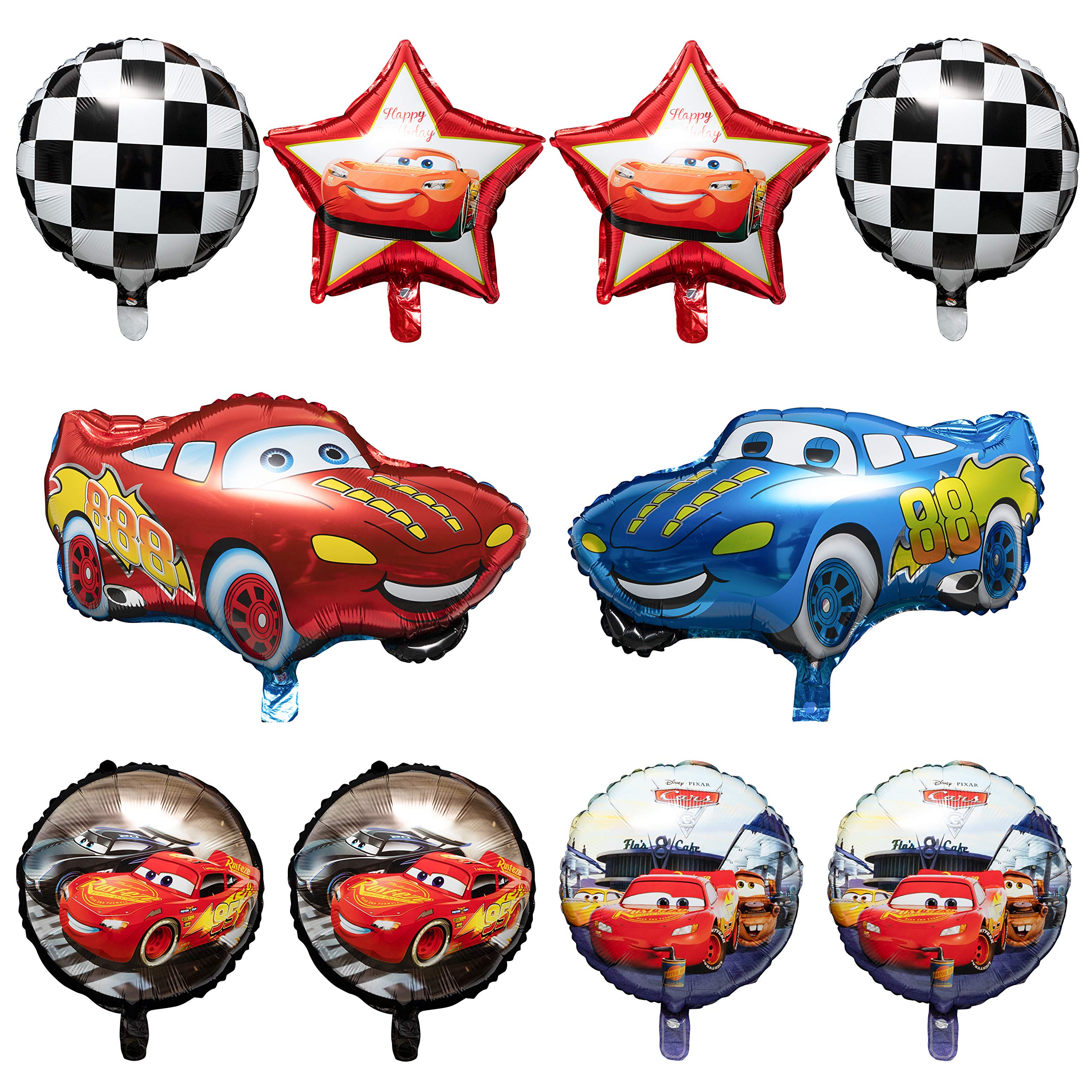 Buy Laffact 10 Packs Race Car Foil Balloons, Double-Sided Racing Car ...