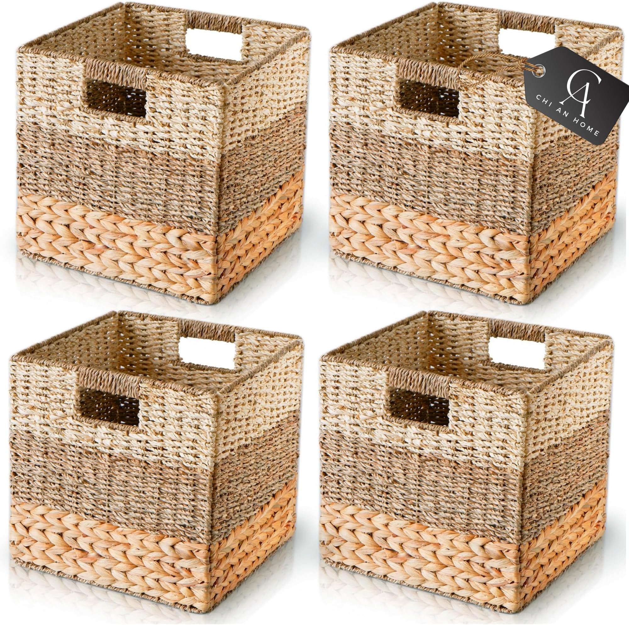 Amazon.com - 10.5 x 10.5in Wicker Storage Baskets, Cube Foldable Water ...