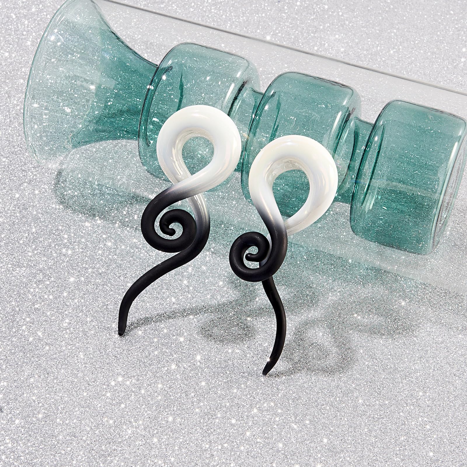 Snapklik.com : 2PC Glass Ear Tapers Plugs 2G 6mm Spiral Gauges Piercing ...