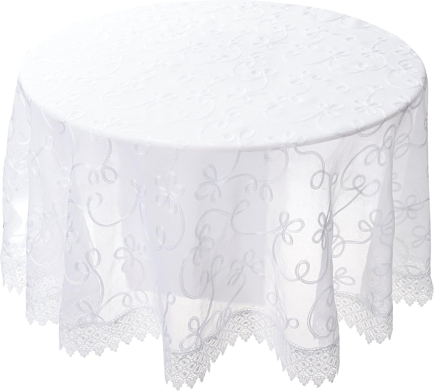 Amazon.com: Violet Linen Elegant Embroidered Lace Sheer Swiss Design ...