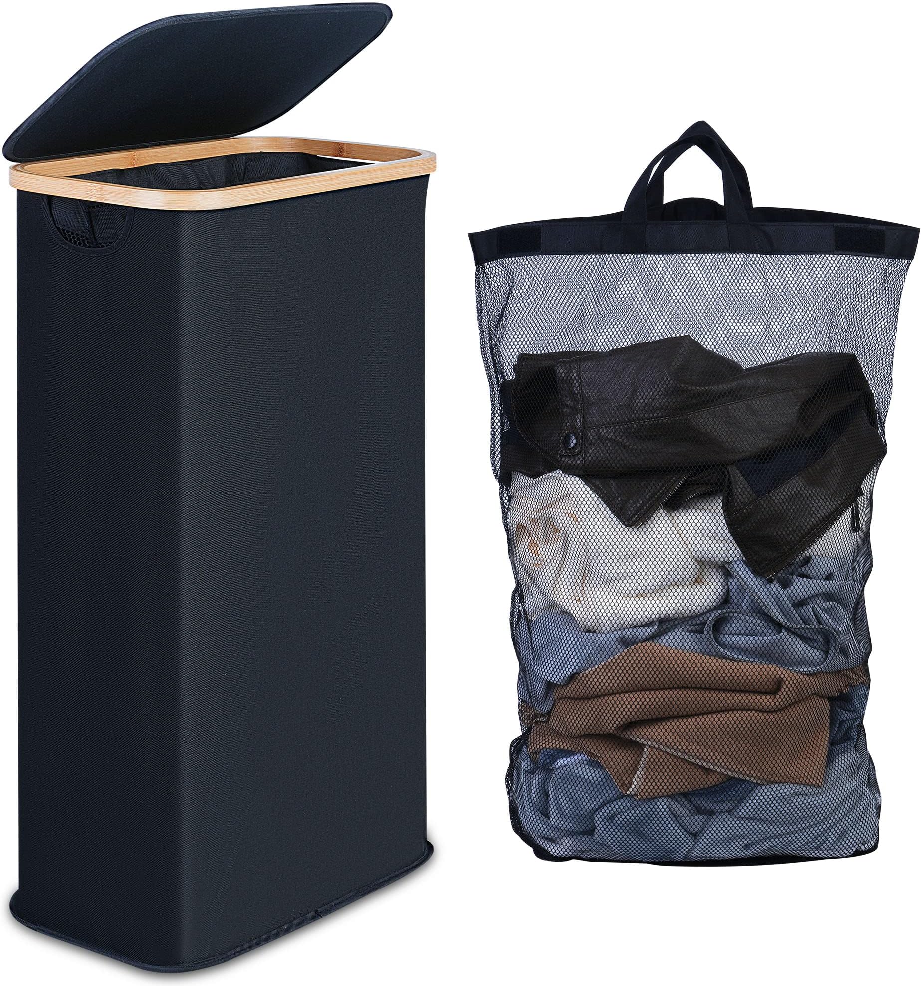 efluky Grand Panier à Linge avec Couvercle, 100L panier linge sale avec ...