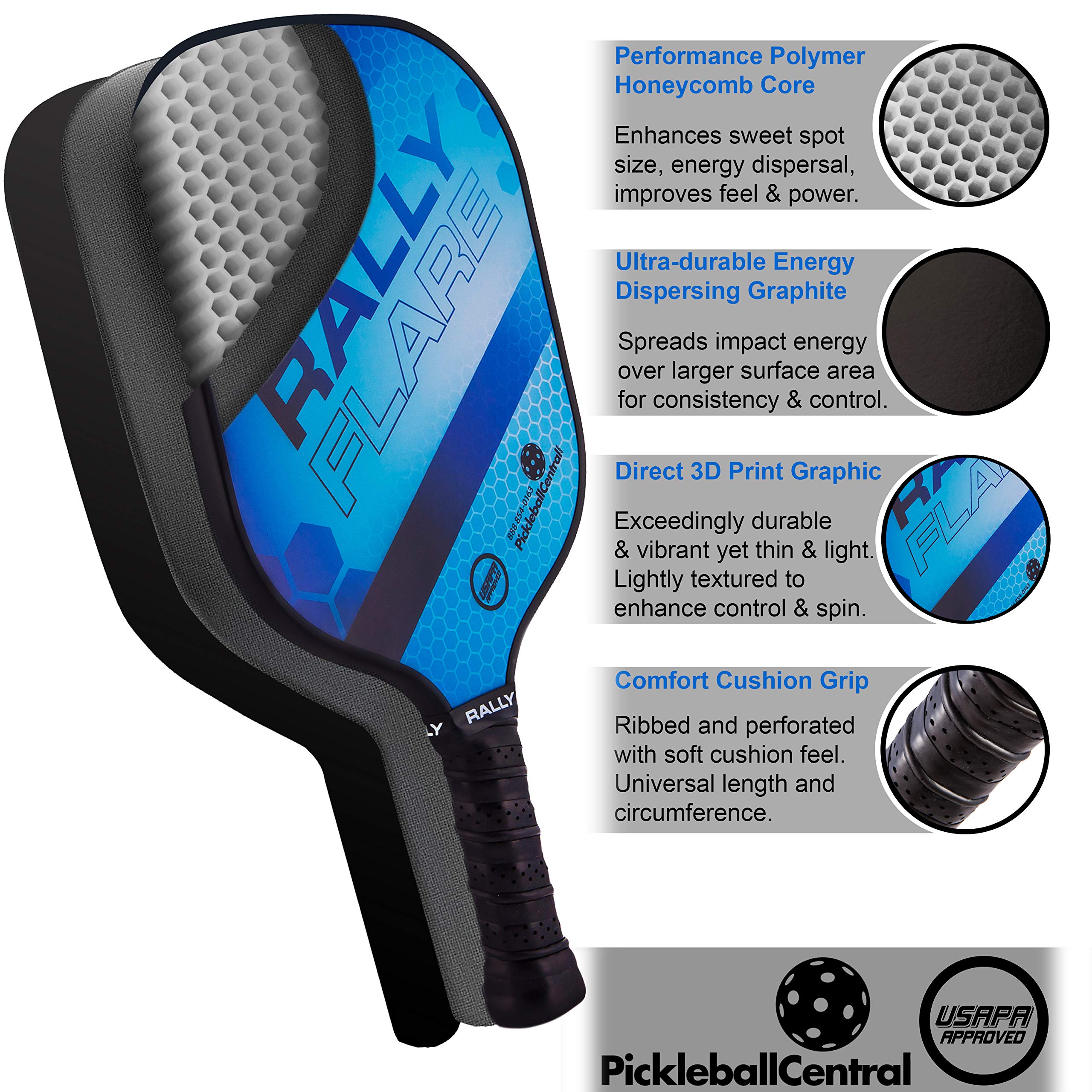 Snapklik.com : Rally Flare Graphite Pickleball Paddle Polymer Honeycomb ...